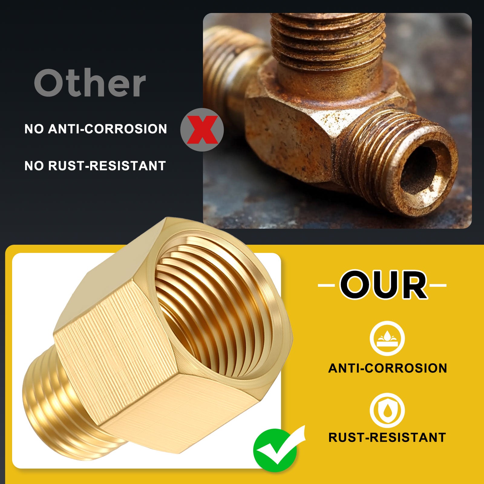 2PCS 1/2" NPT FeMale x 1/2" NPT Male Thread Brass Hex Extension Adapter ...