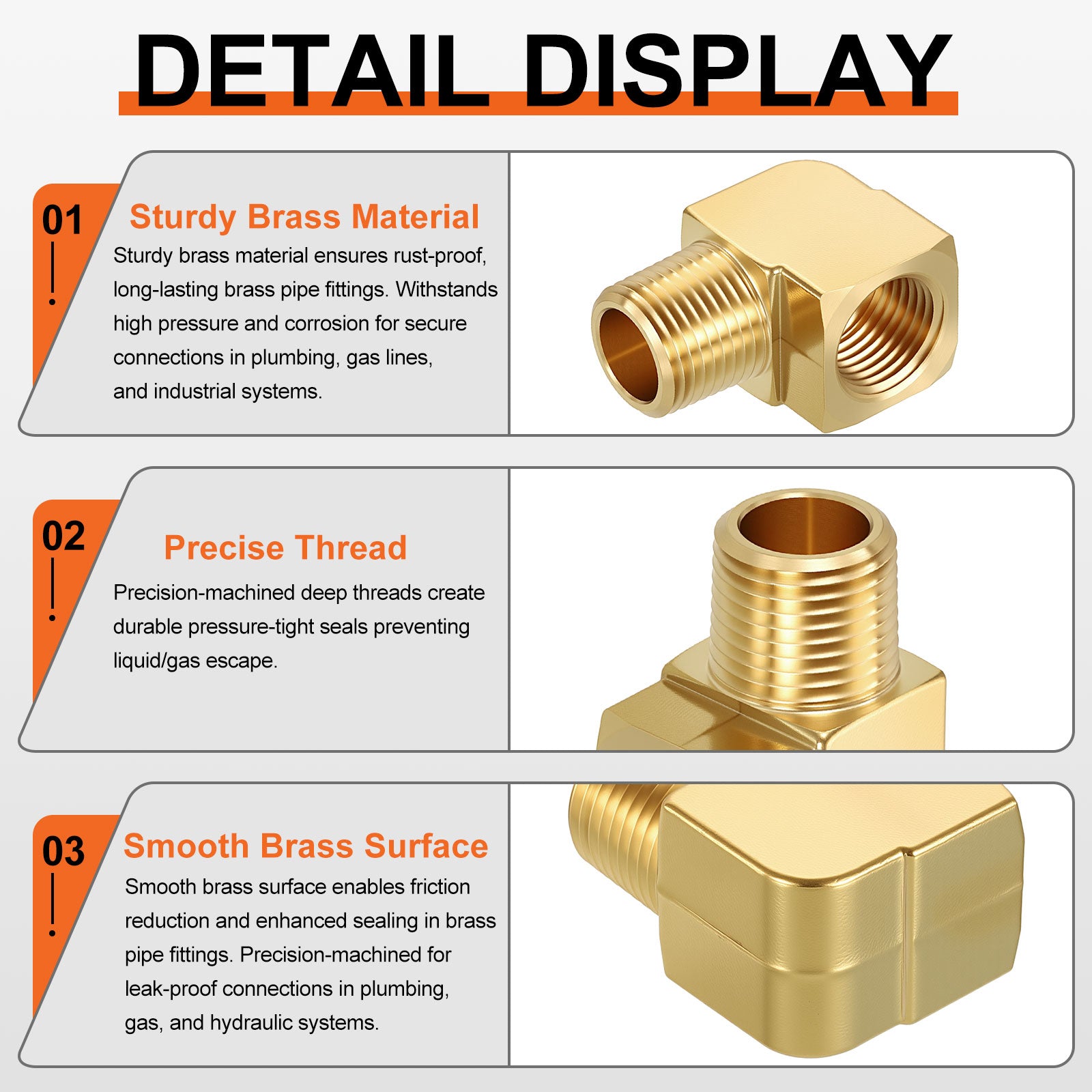 2 Pack 90 Degree Elbow Fittings FeMale to Male Adapters, 1/2" FNPT x 1/ ...