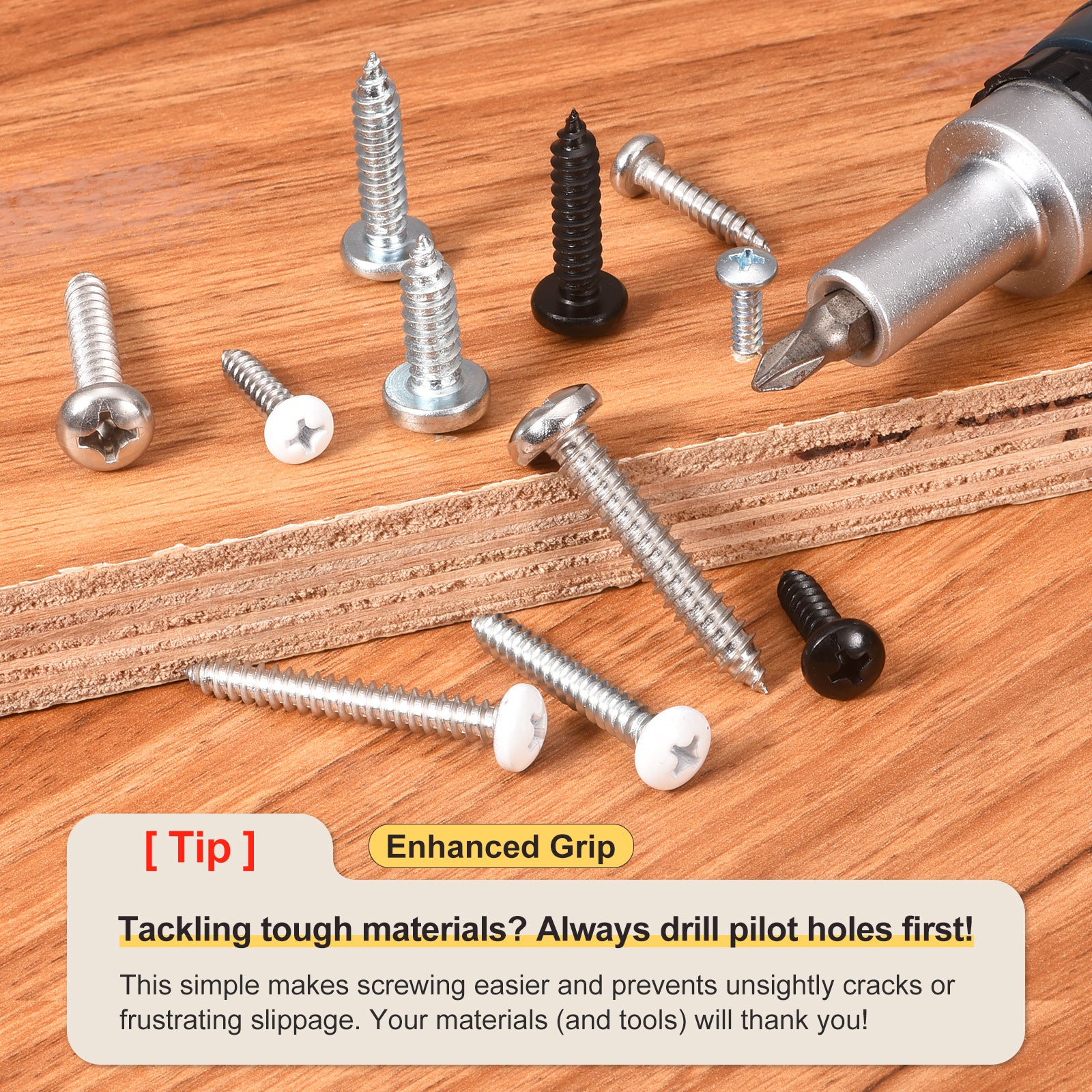 Pan Head Self Tapping Screws(#12x3/4") 50Pcs, Silver Tone | Harfington