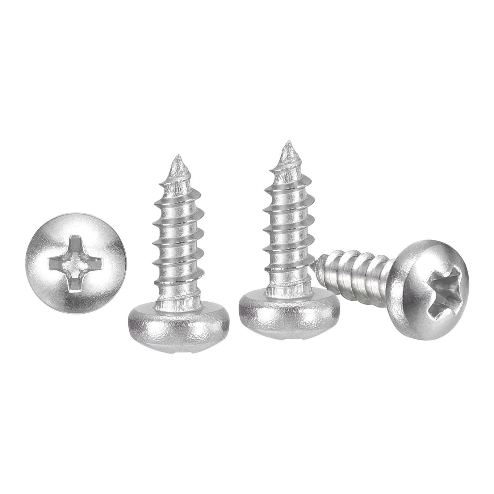 Pan Head Self Tapping Screws(#4x5/16") 100Pcs, Silver Tone | Harfington