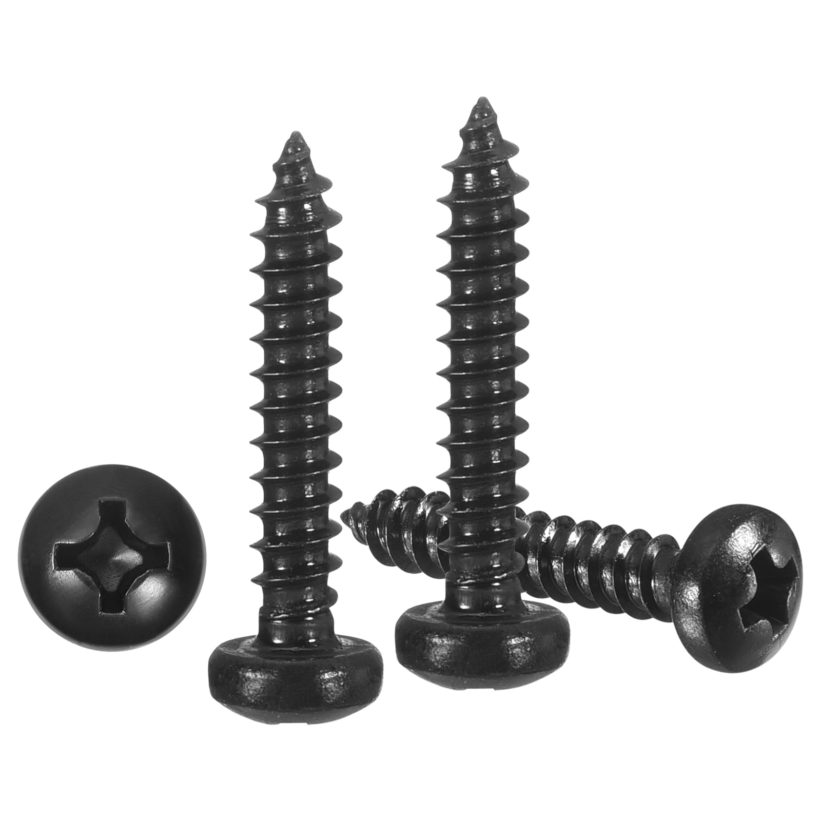 Pan Head Self Tapping Screws(#4x5/8") 100Pcs, Black | Harfington