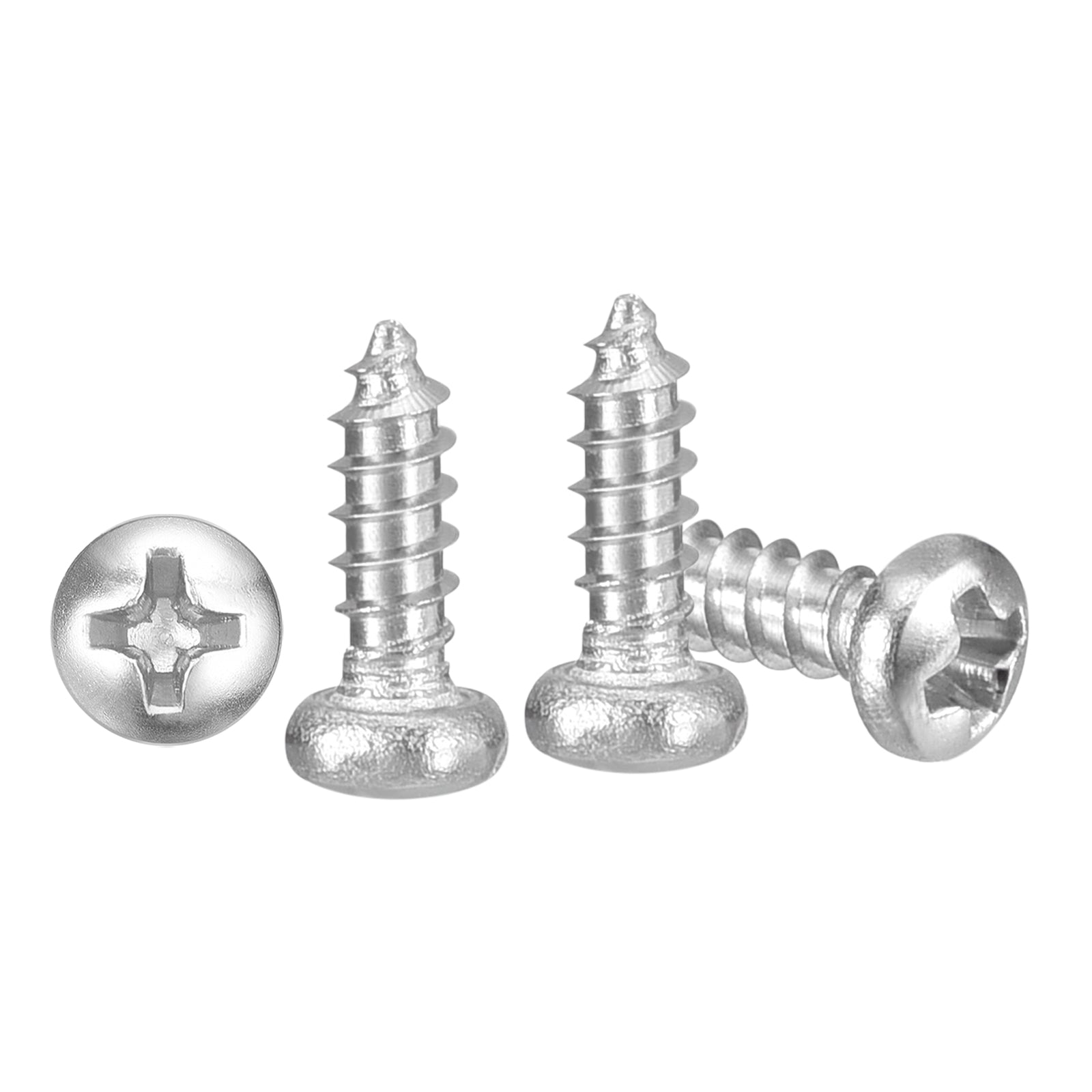 Pan Head Self Tapping Screws(#2x3/16") 100Pcs, Silver Tone | Harfington