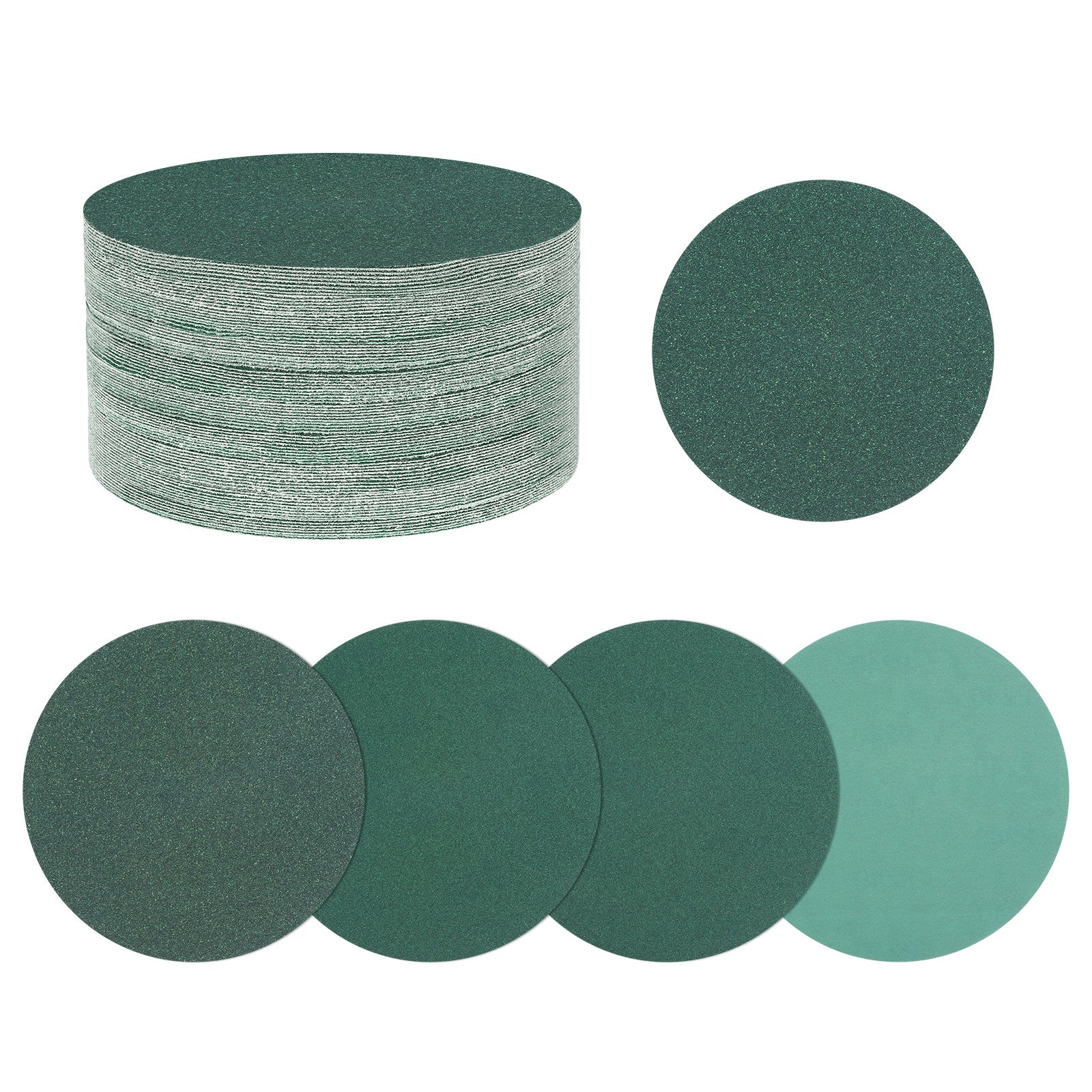 50Pcs 6 Inch 80/120/150/180/240 Grit Zirconia Sandpaper, Green | Harfington