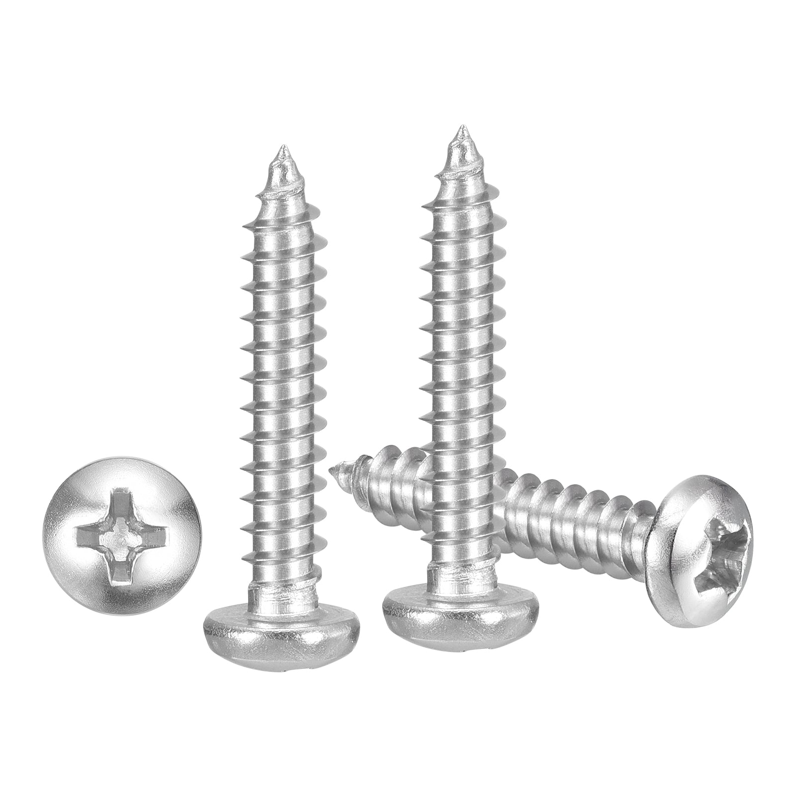 Pan Head Self Tapping Screws(M4x20) 80Pcs, Silver Tone | Harfington