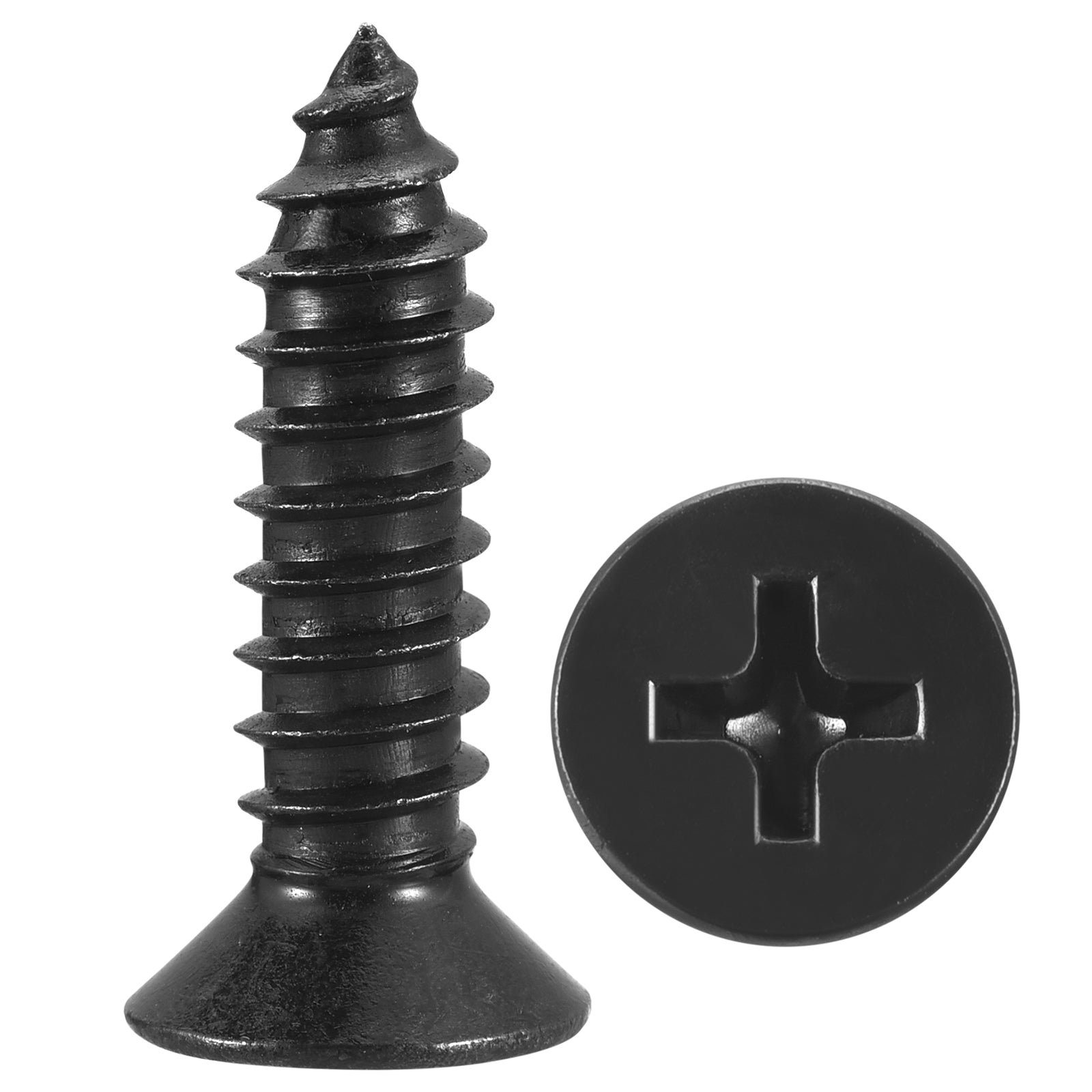 Cross Recessed Wood Screw (#14x1") 25Pcs, 304 Stainless Steel, Black ...