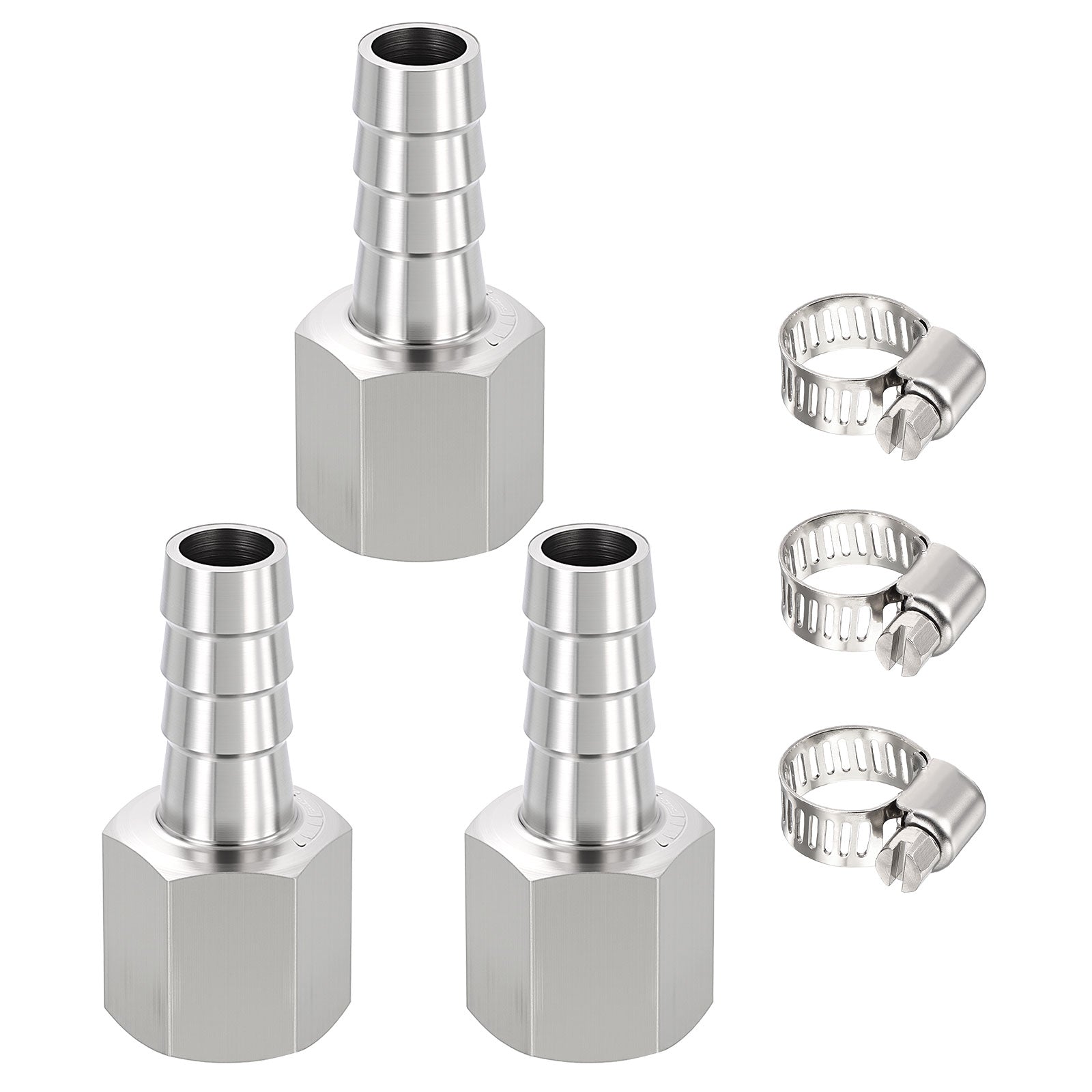 3pcs 304 Hose Barb to Adapter 3/8" Barb x 1/4" NPT Female with 3pcs ...