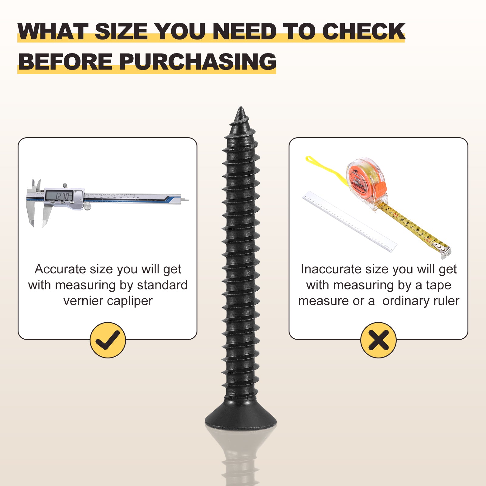 Cross Recessed Wood Screw (#7x2") 200Pcs, Carbon Steel, Black | Harfington