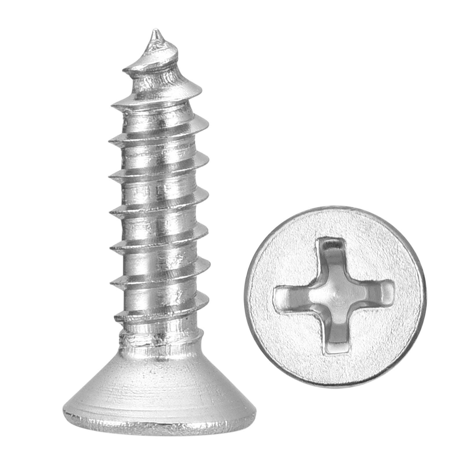 Cross Recessed Wood Screw (#7x5/8") 100Pcs, Carbon Steel, Silver ...