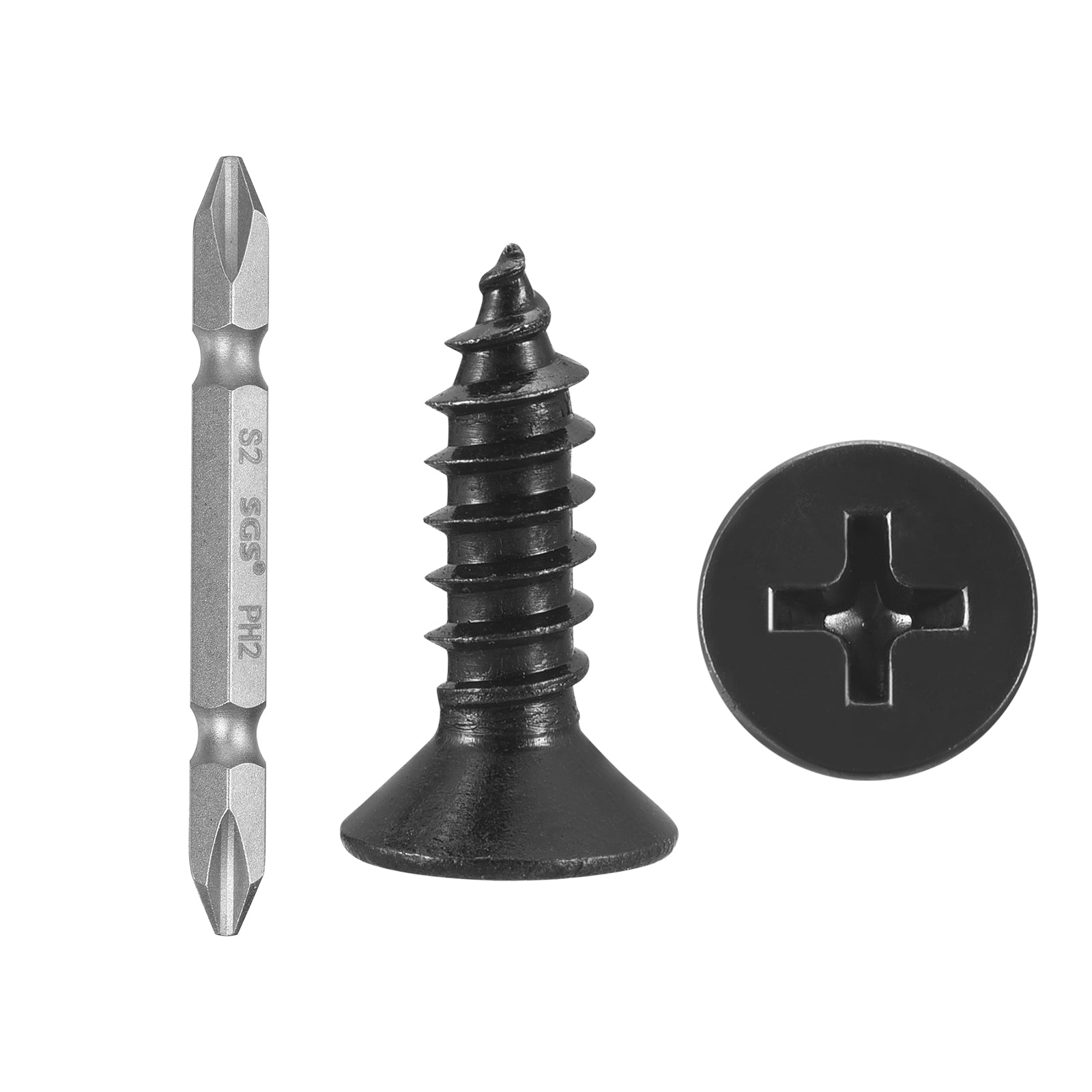 Cross Recessed Wood Screw with Bit (#8x5/8") 341Pcs, Carbon Steel ...