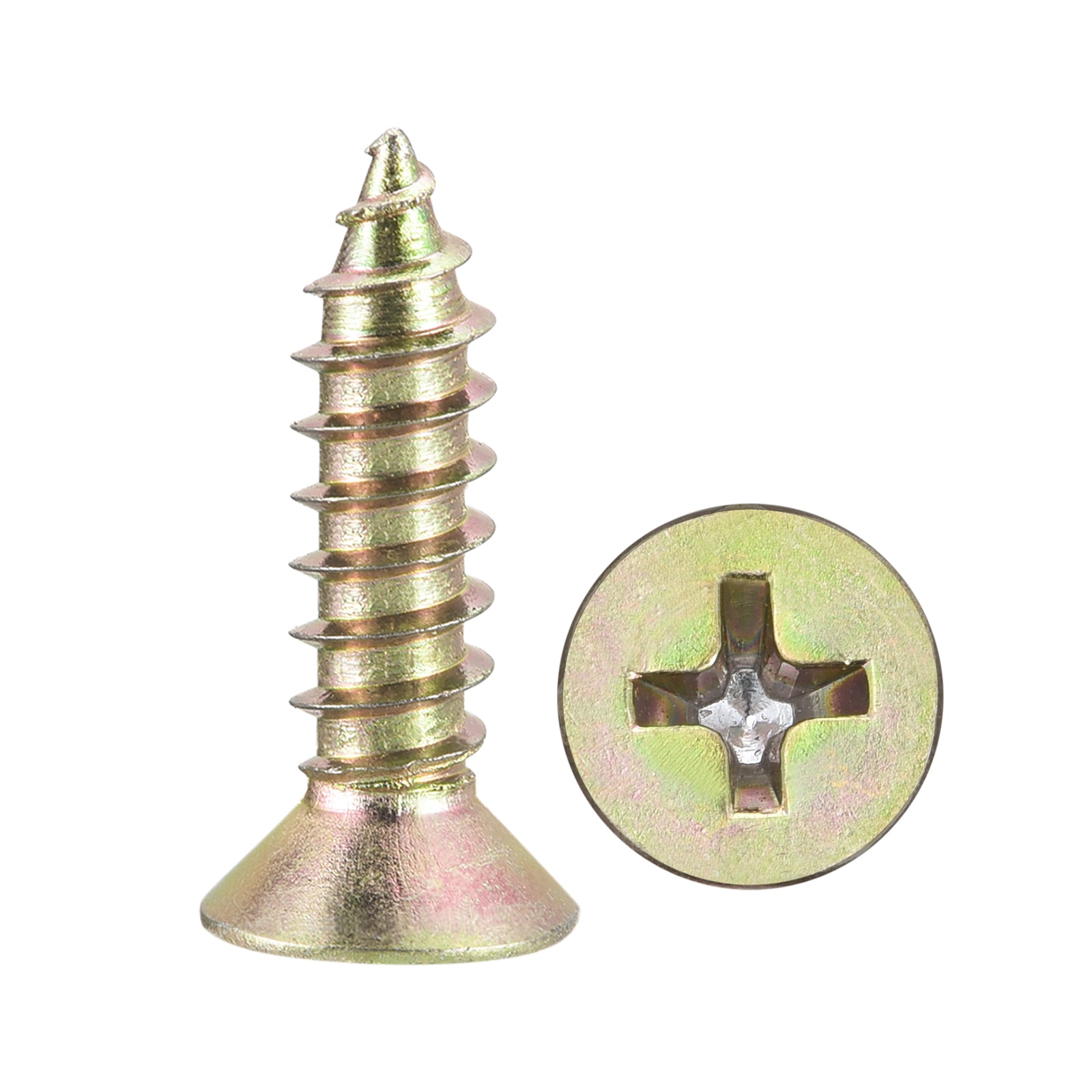 Cross Recessed Wood Screw (#7x5/8") 200Pcs, Carbon Steel, Color ...
