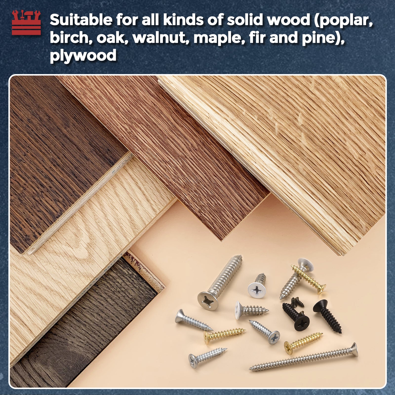 531pcs Phillips Flat Head Wood Screws with Bit - [#4,#6,#8,#10,#12 ...