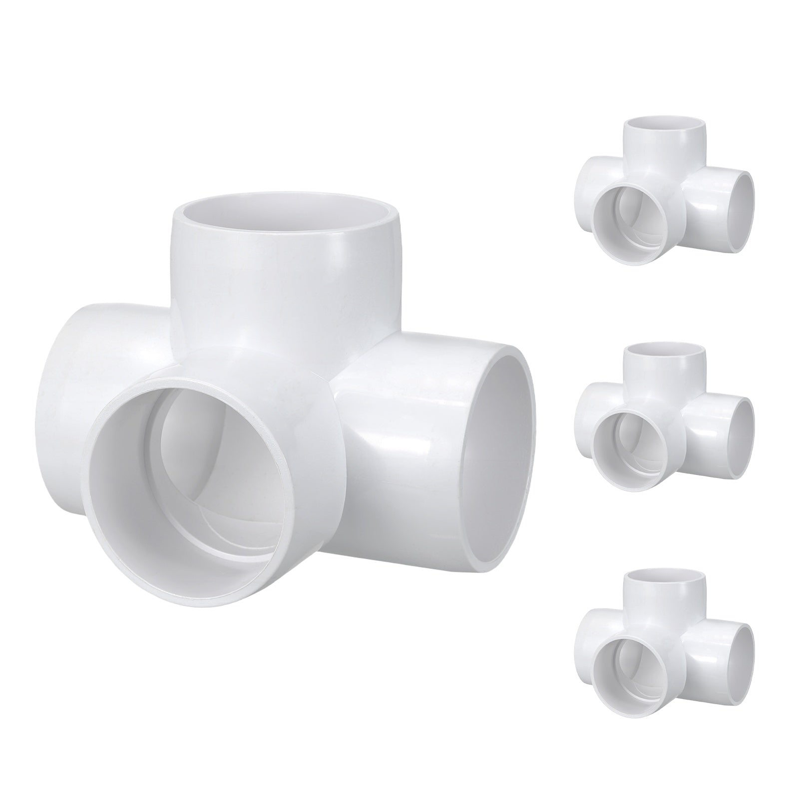 4 Pack 2" SCH40 Pipe Fitting, 4-Way Corner Side Outlet Tee Fitting ...