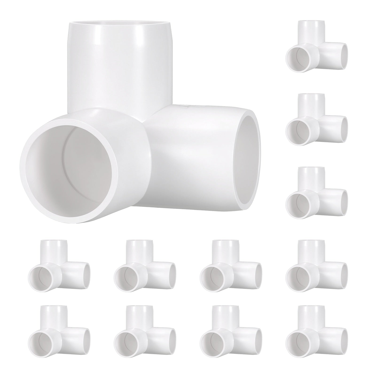 12 Pack 1/2" SCH40 Pipe Fitting, 3-Way Corner Side Outlet Tee Fitting ...