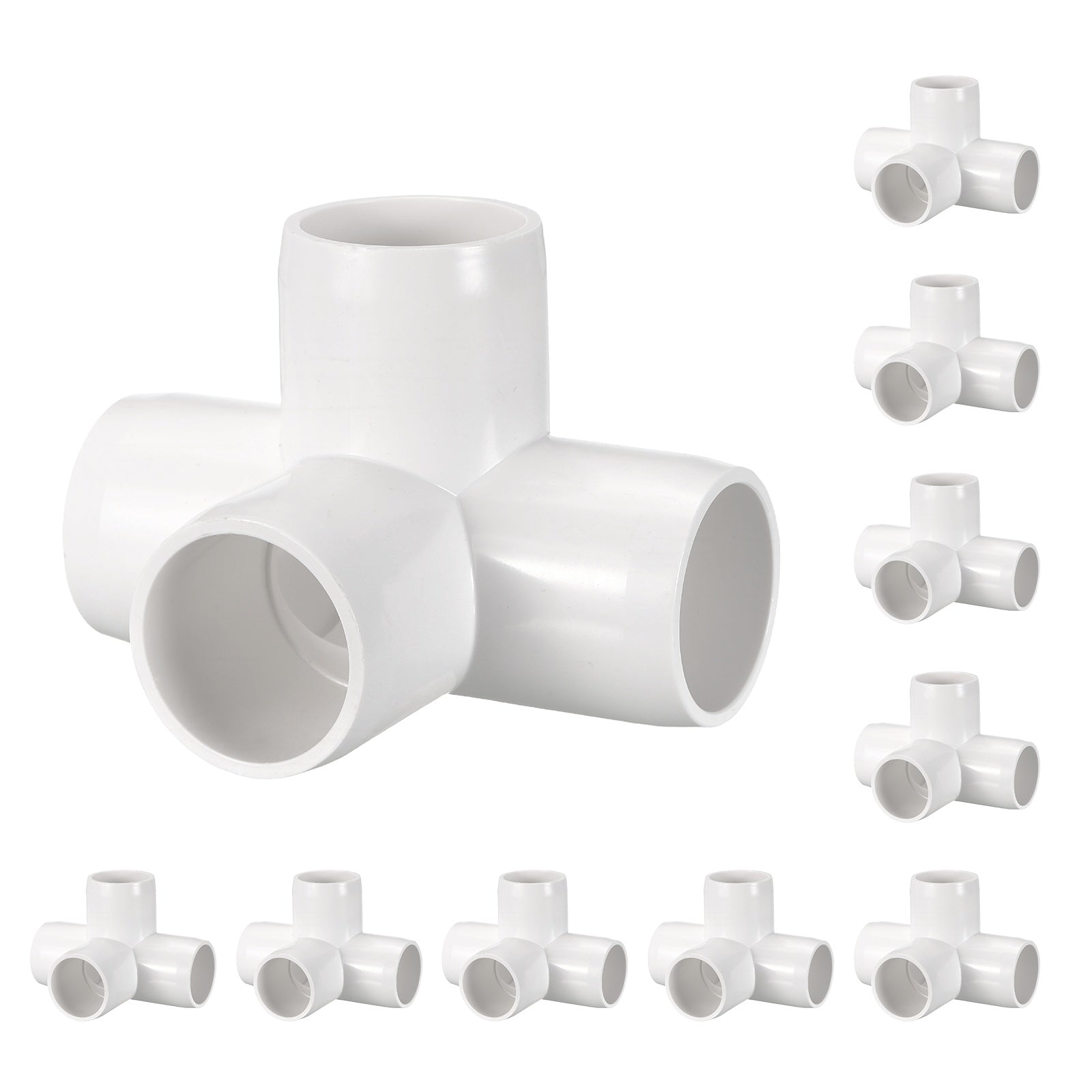 10 Pack 1" SCH40 Pipe Fitting, 4-Way Corner Side Outlet Tee Fitting ...