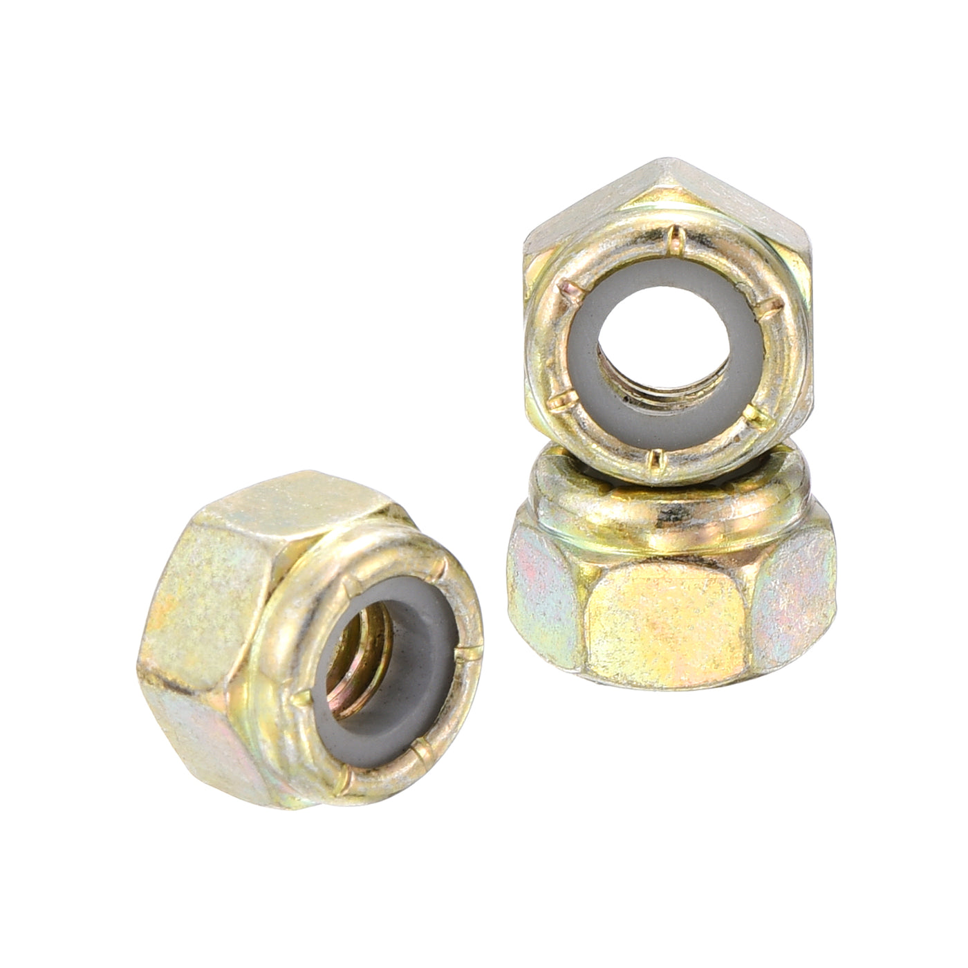 12Pcs Nylon Lock Hex Nuts - [1/4" x 20], Carbon Steel Locknut, Yellow ...