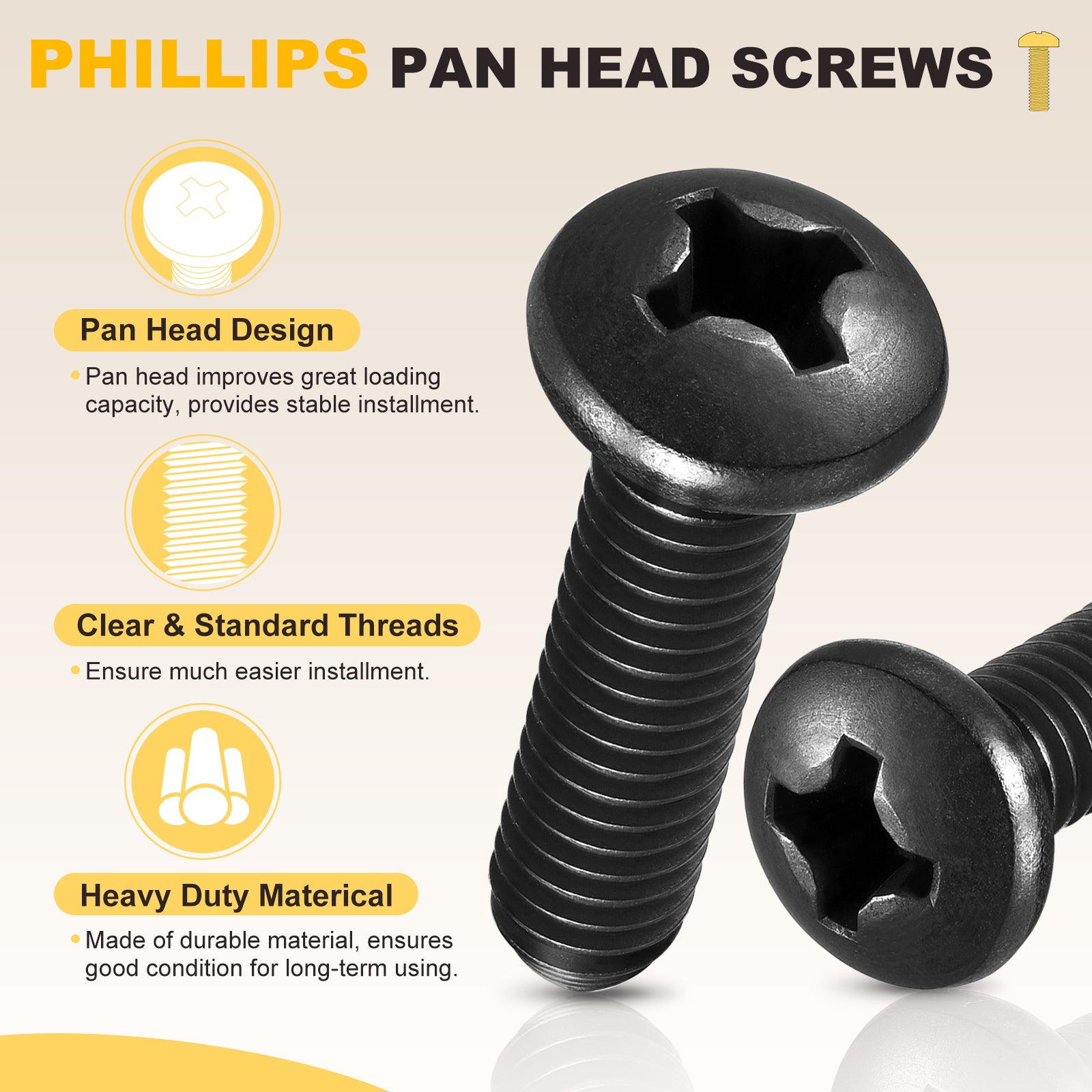 Phillips Pan Head Bolts #6-32x1" 100Pcs Stainless Steel for Door Window ...