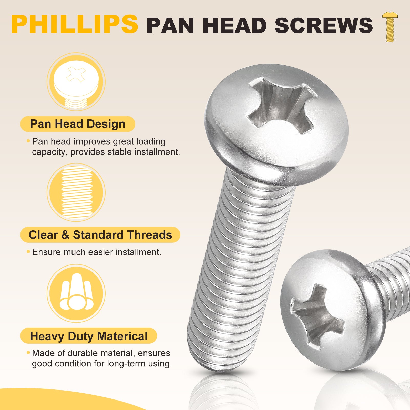 Cross Drive Pan Head Bolts 5/32"-32x5/16" 30Pcs Stainless Steel for DIY ...