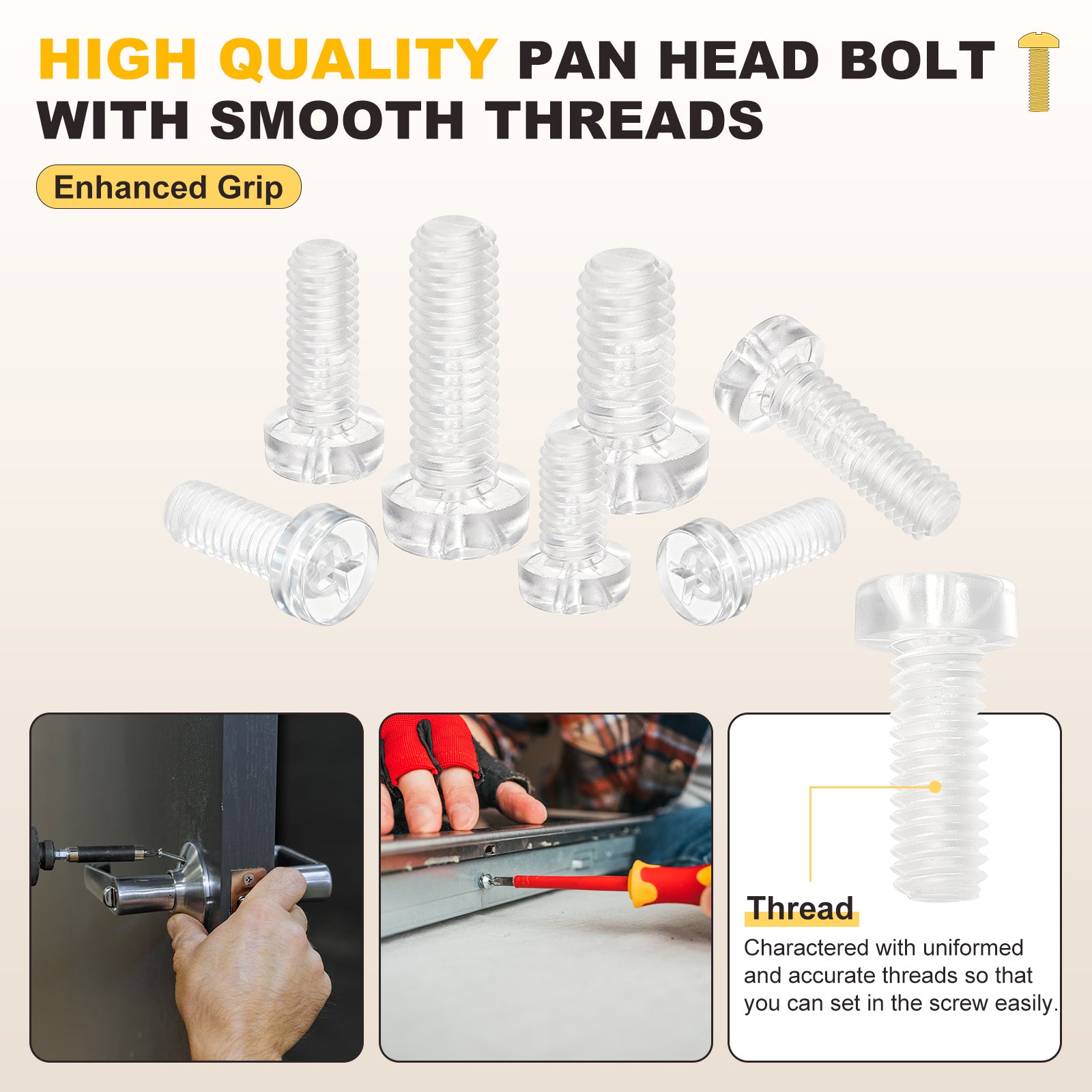 Phillips Pan Head Bolts Kit M3-0.5x10 60Pcs PC with Hex Nut for Door ...