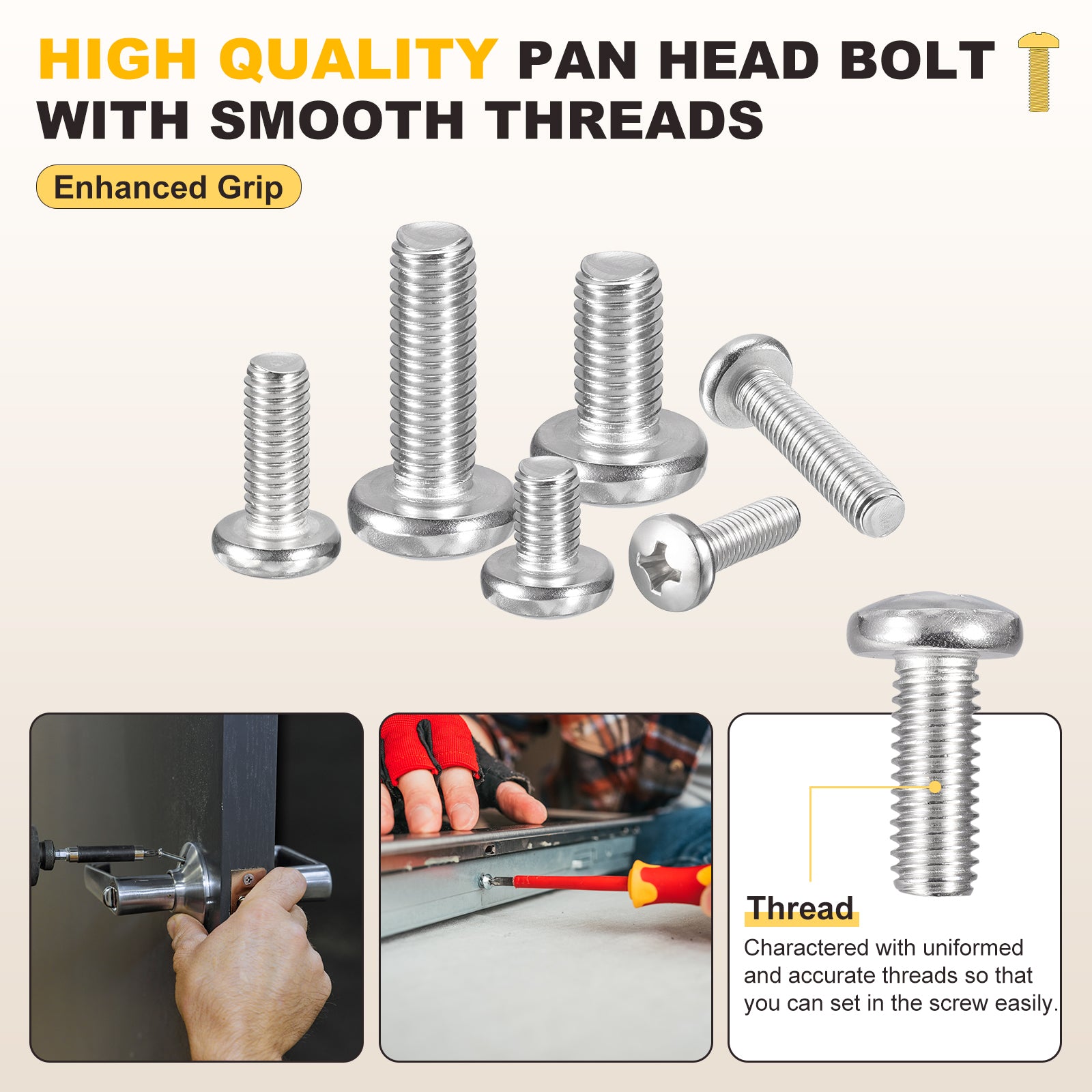 Cross Drive Pan Head Bolts M5-0.8x45 50Pcs Stainless Steel for DIY ...