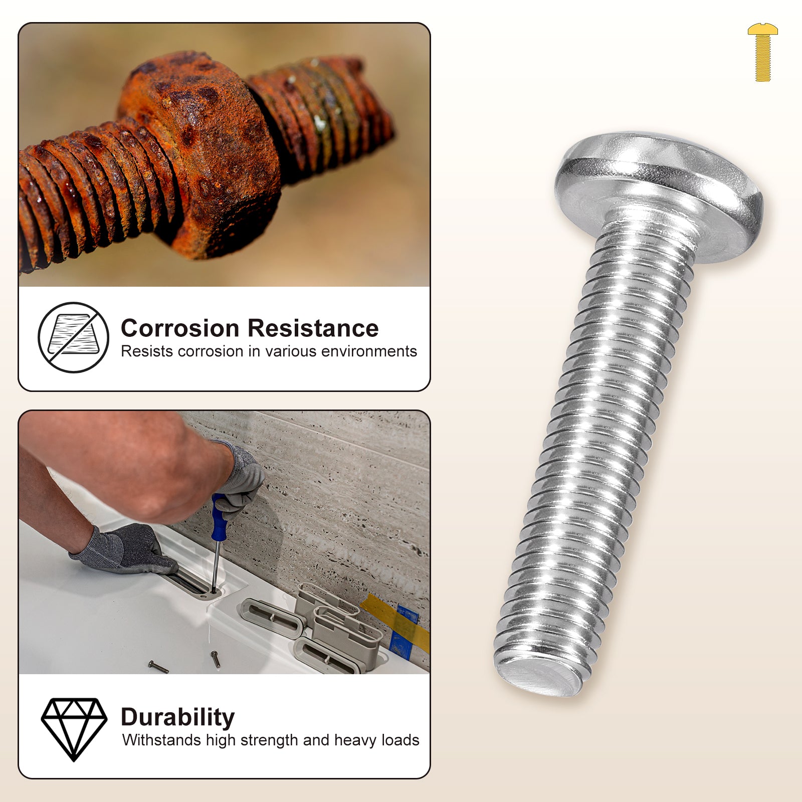 Cross Drive Pan Head Bolts Kit M3-0.5x30 80Pcs Stainless Steel with Hex ...