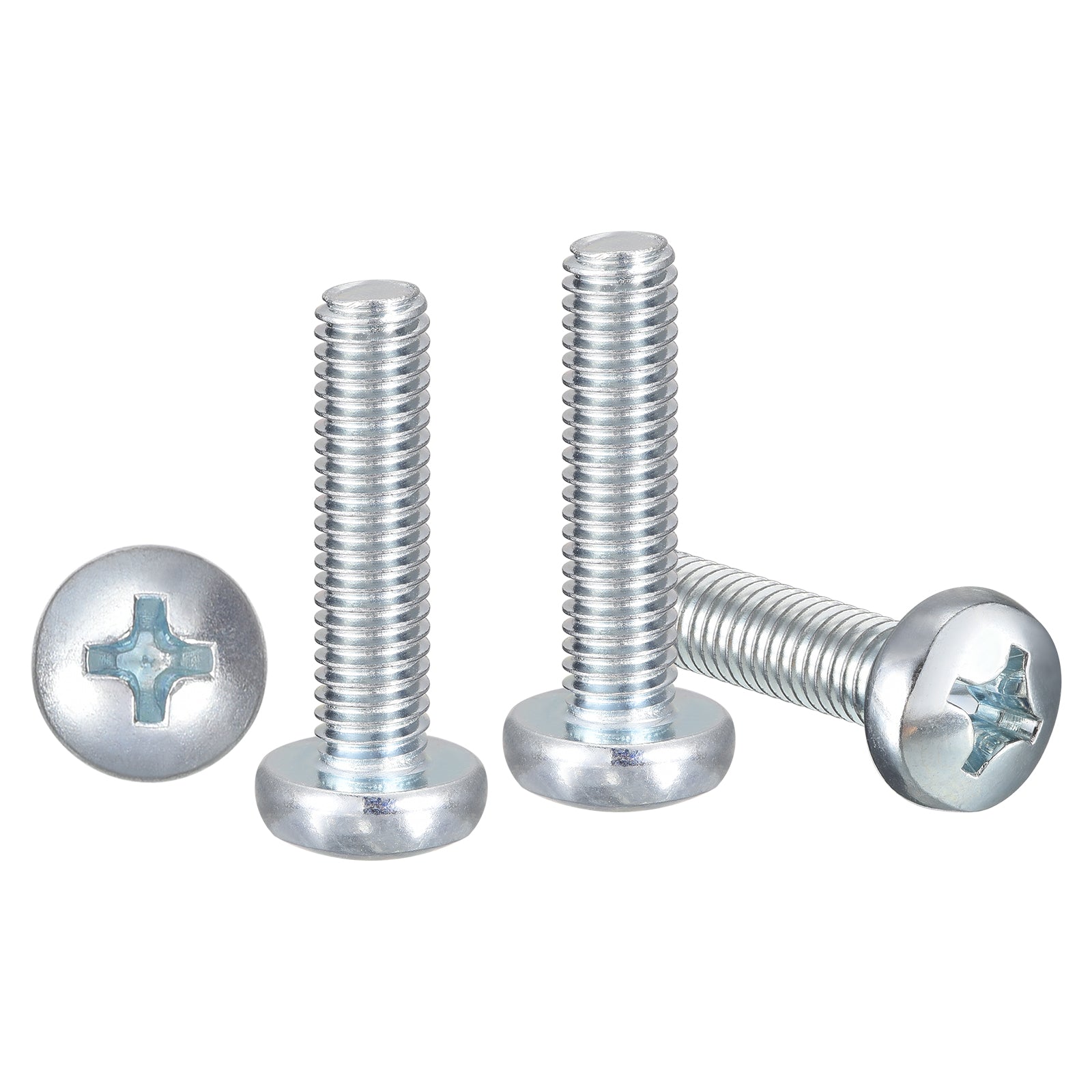 Cross Drive Pan Head Bolt M6-1x25 10Pcs Carbon Steel Blue-tinged Silver ...