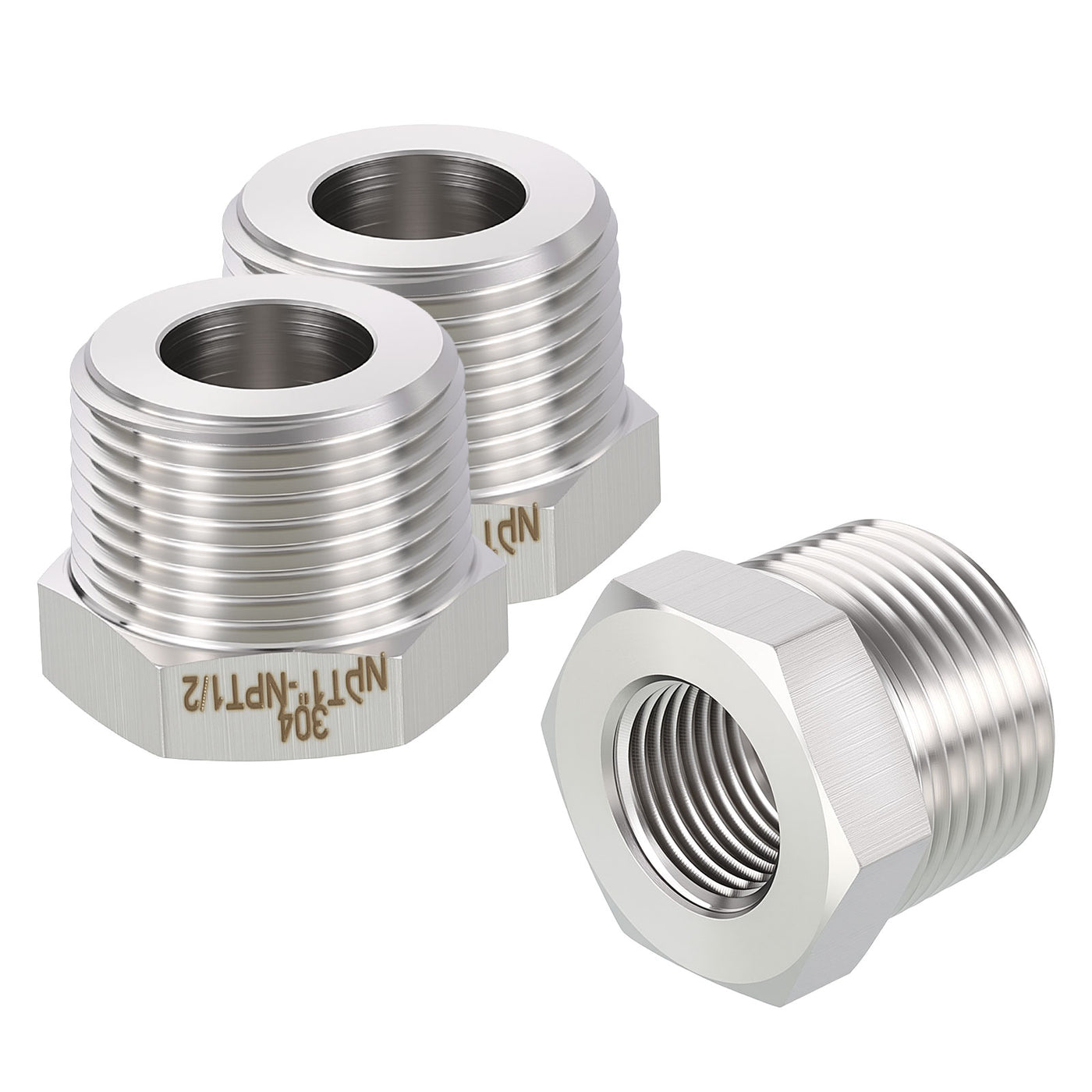 3Packs Stainless Male to FeMale Adapters, 1" MNPT x1/2" FNPT Hex ...