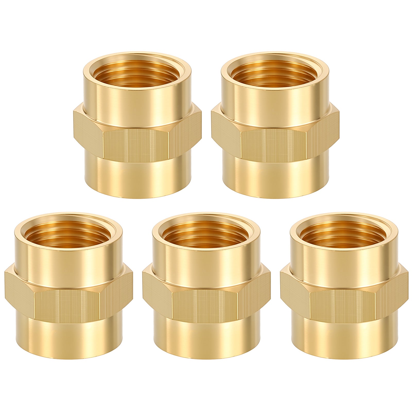 5PCS Brass Pipe Fitting, 1/2" FNPT x 1/2" FNPT Thread Coupling W/ Tape ...