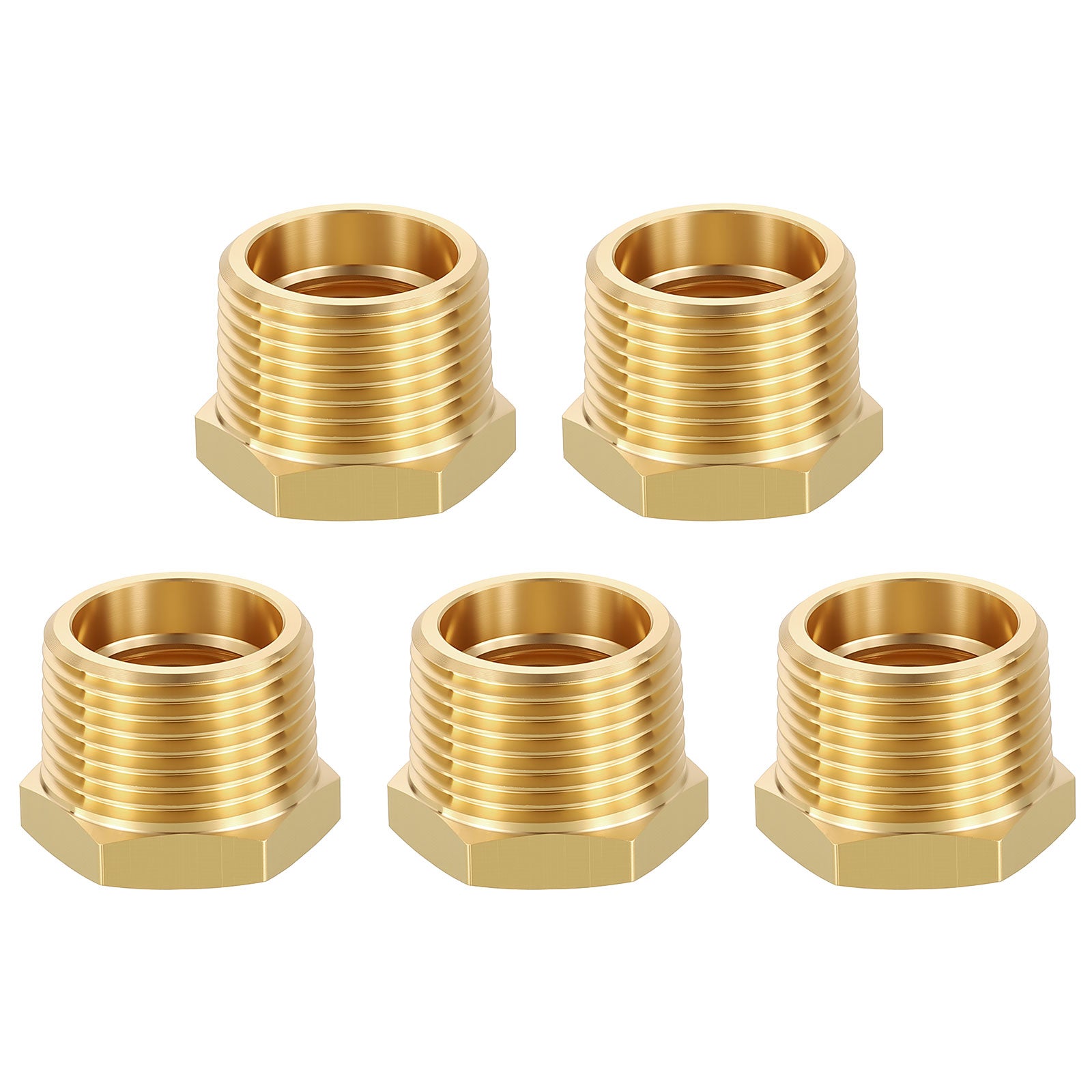 5PCS 3/4" Male NPT x 1/2" FeMale NPT Thread Brass Hex Extension Adapter ...