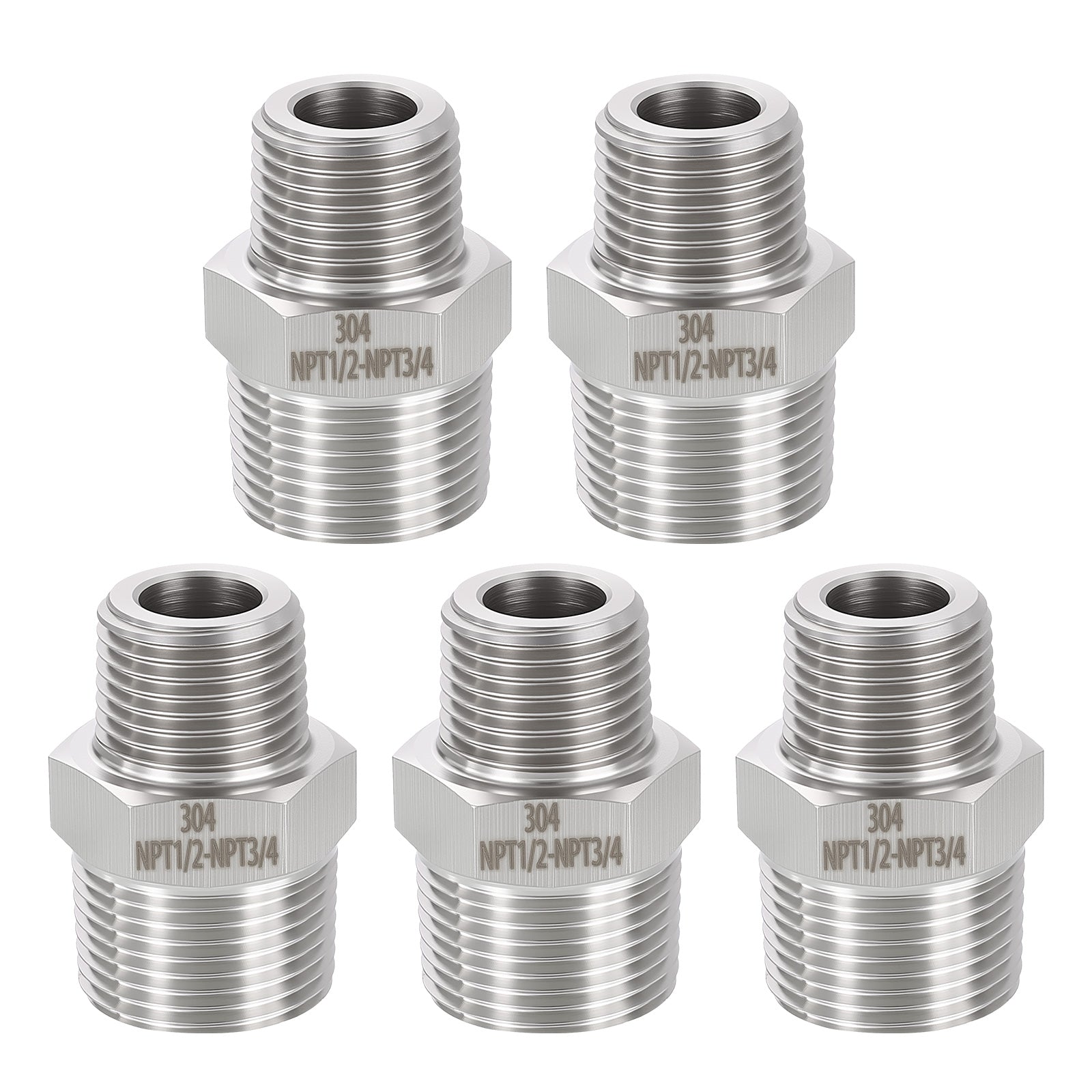 5PCS 3/4" Male NPT x 1/2" Male NPT Thread 304 Hex Nipples Extension ...