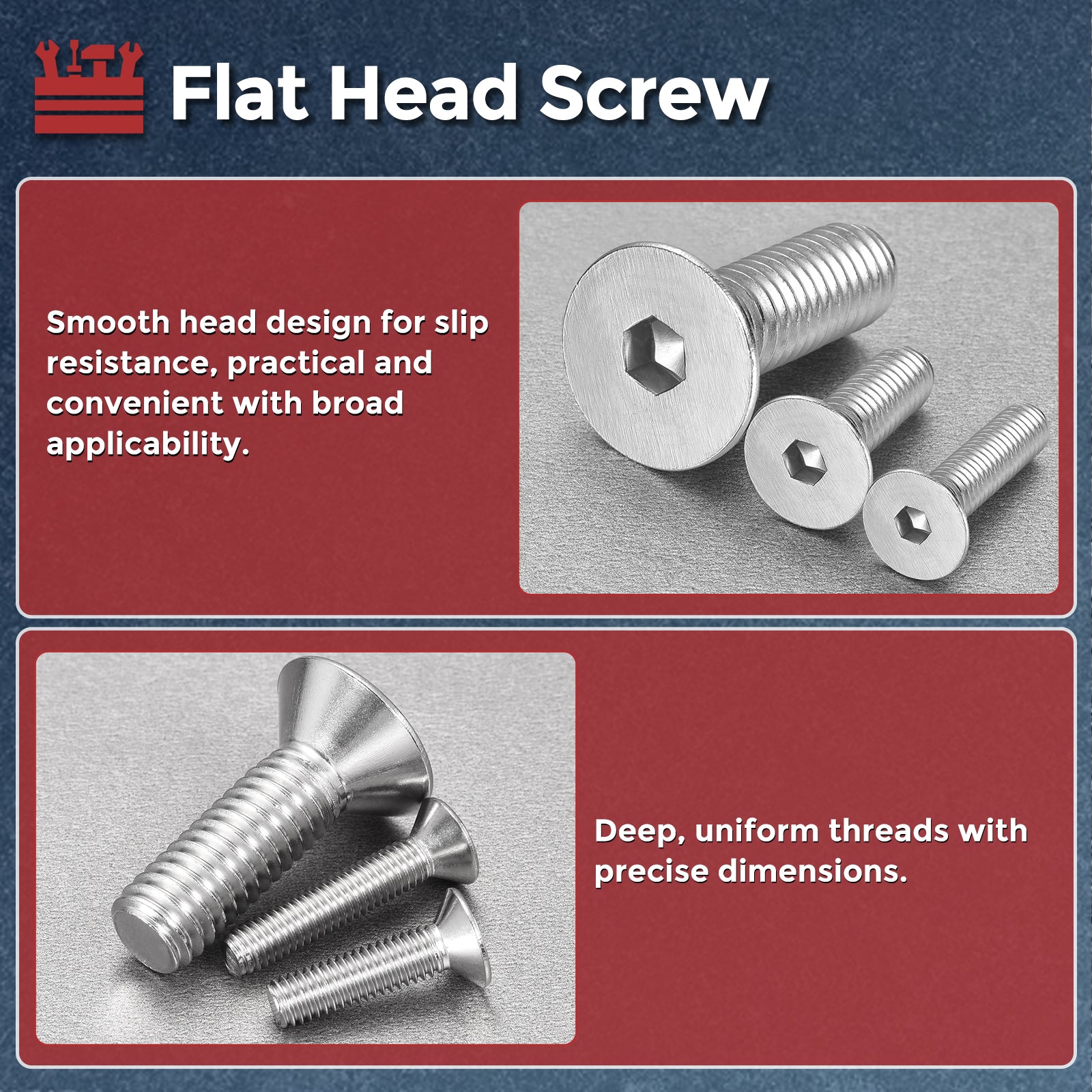 25Pcs Flat Head Socket Cap Screws-[#10x24x1/4"], 304 Stainless Bolts ...