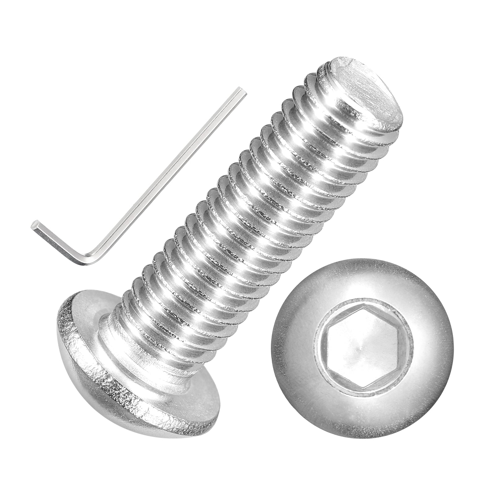 50Pcs Button Head Socket Cap Screws M8-1.25x25mm Stainless Steel Silver ...