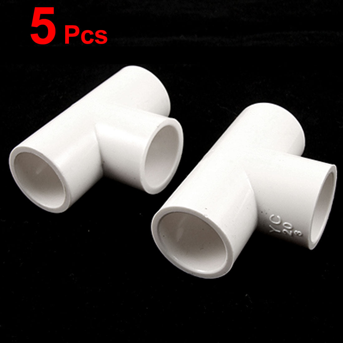 Uxcell 5 Pcs PVC Pipe Fitting 3 Ways Equal Tee Connectors 20mm x 20mm x ...