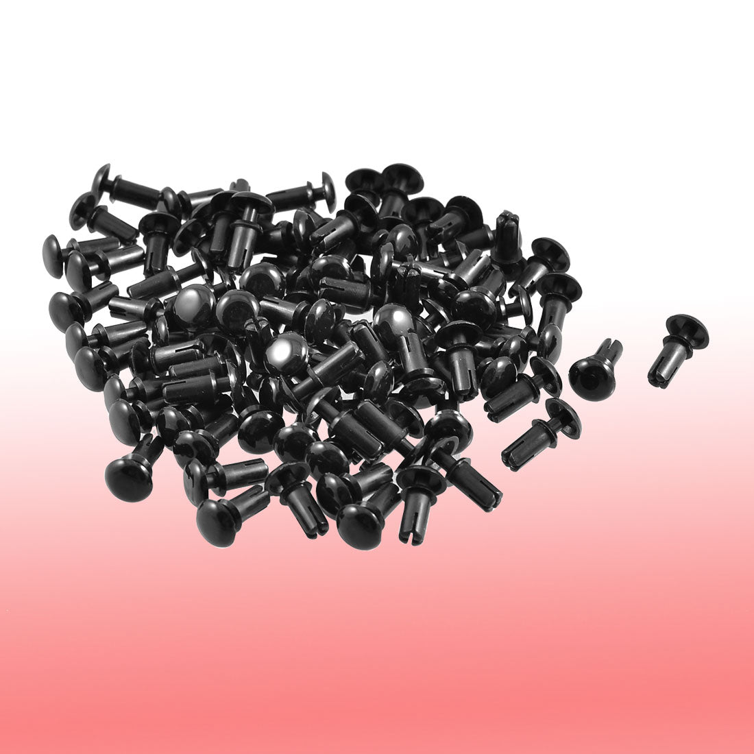 Uxcell 100 Pcs Black Nylon 4.0mm Bottom Dia Push Clips Rivets Fasteners ...