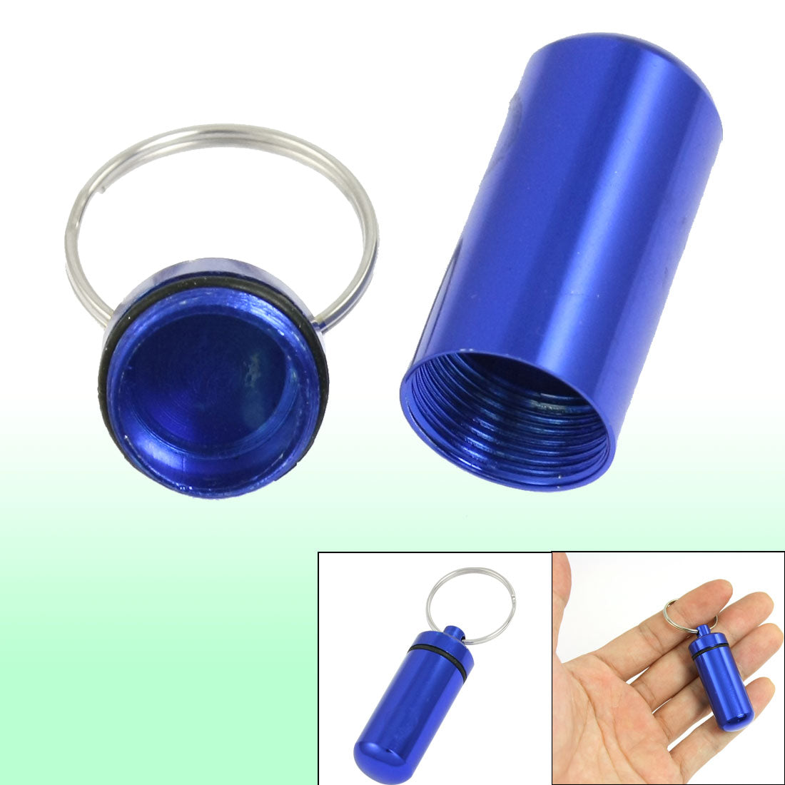 Uxcell Royal Blue Aluminum Pill Tablet Case Box Cylinder Holder w ...