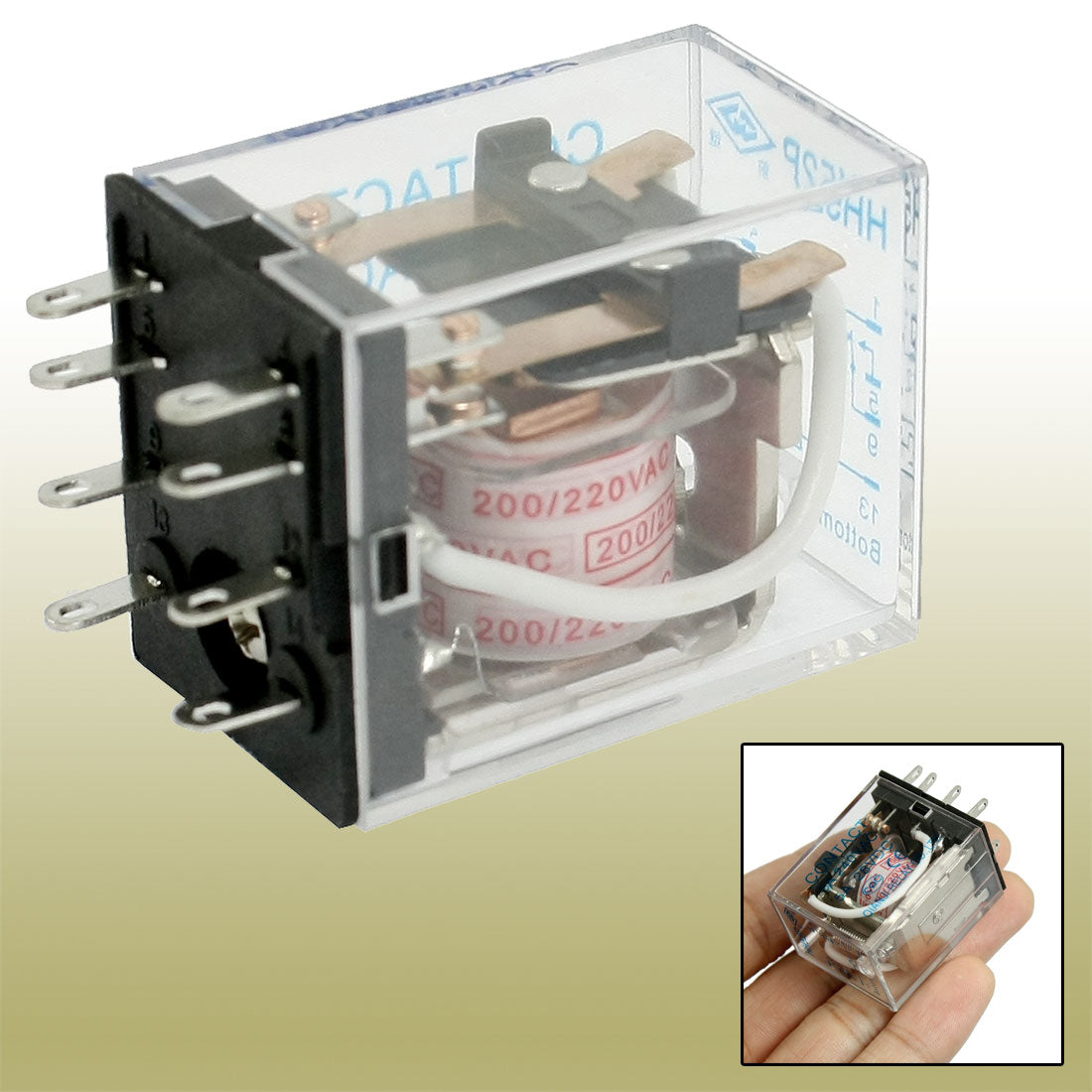 Uxcell HH52P AC 200/220V Coil 8 Pin General Power Relay DPDT 5A 240VAC 28VDC Wtrsa | Harfington