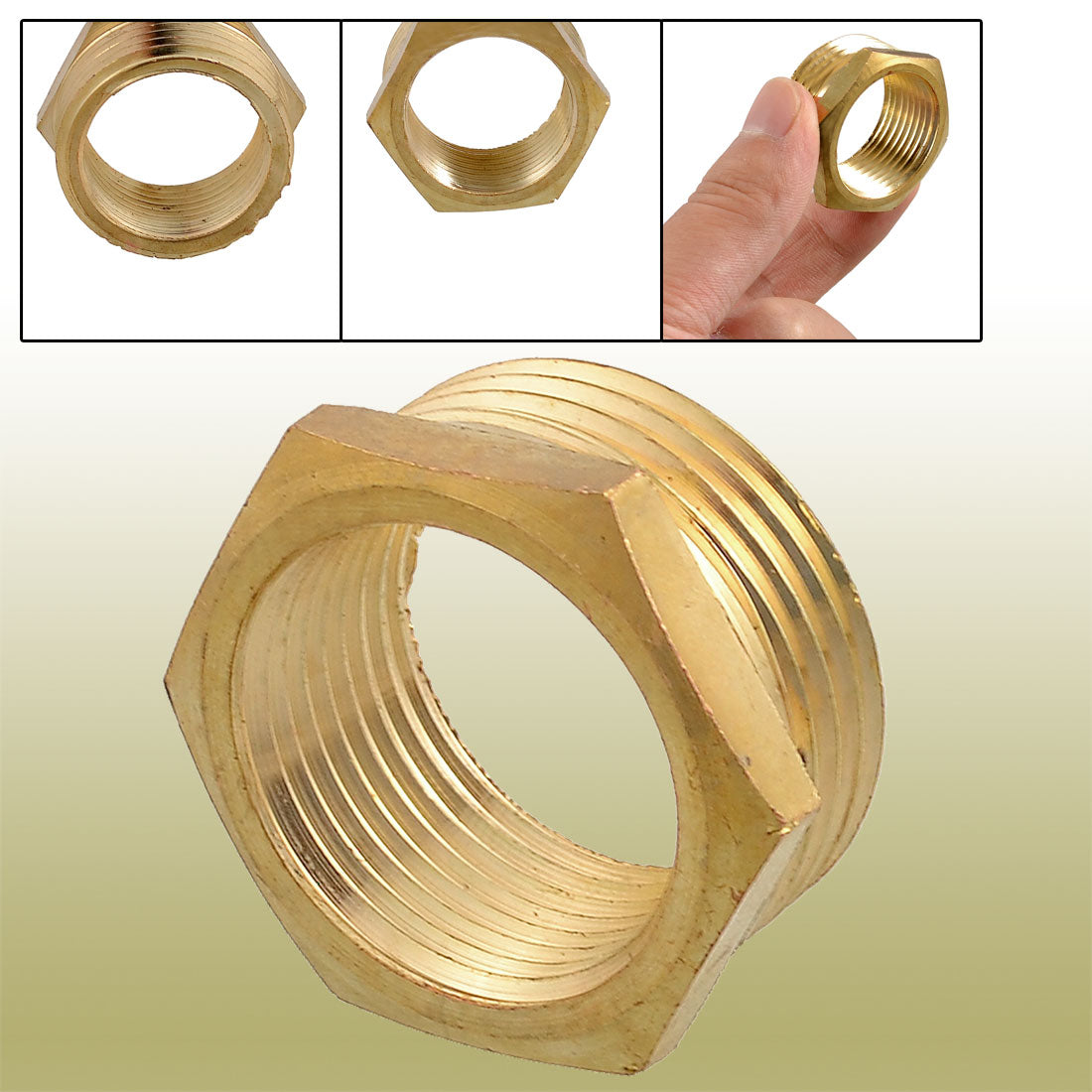 Uxcell 25mm Female to 32mm Male Thread Adapter Fitting Brass Tone ...