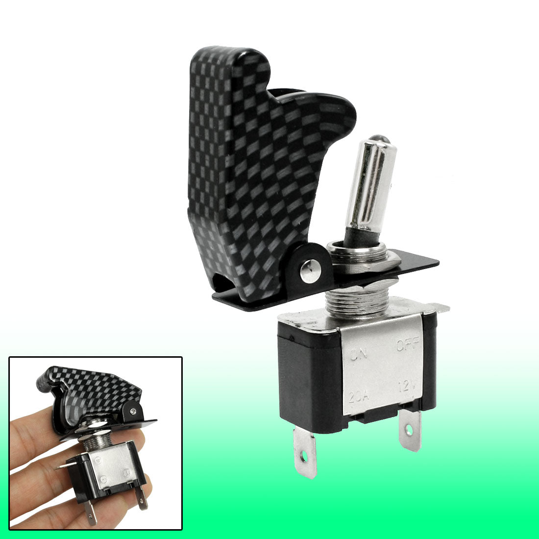 Uxcell 12V Car Auto Red LED Light Carbon Fiber Toggle Switch SPST ...