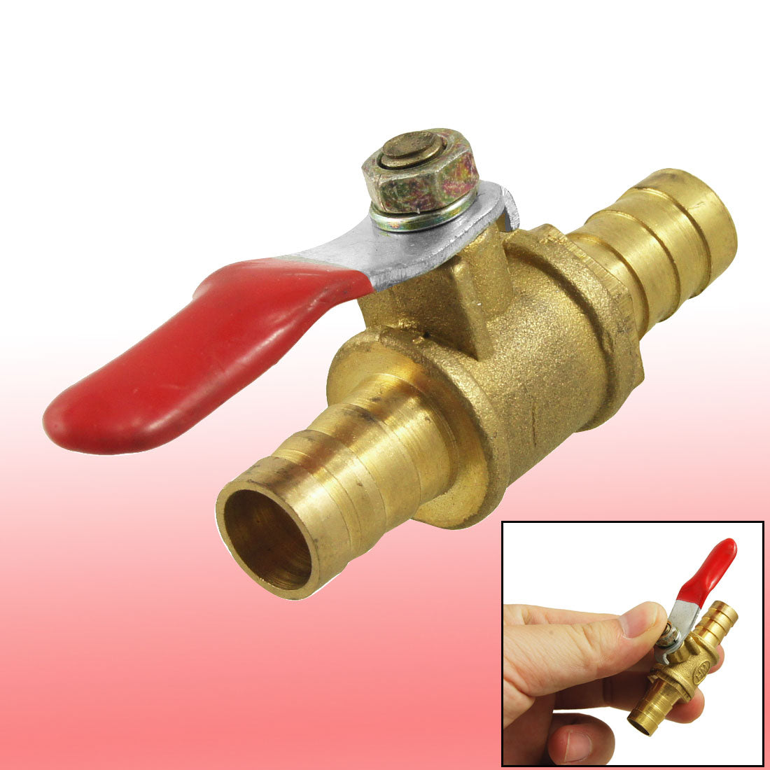 Uxcell Full Port 10mm Diameter Hose Tail Pipe Red Lever Handle Ball ...
