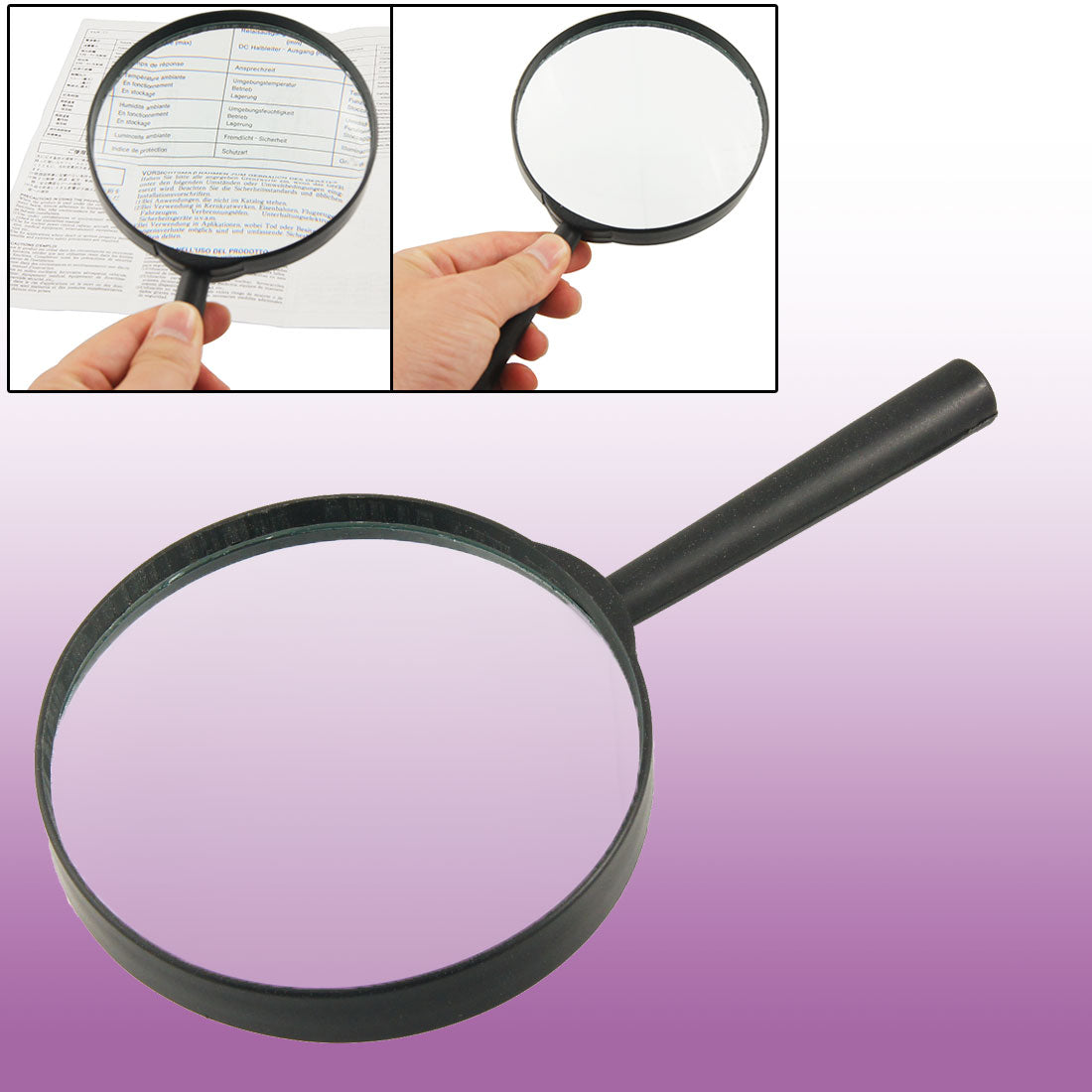 Uxcell Black Plastic Handle 100mm Diameter Lens 3X Magnifier Magnifying ...