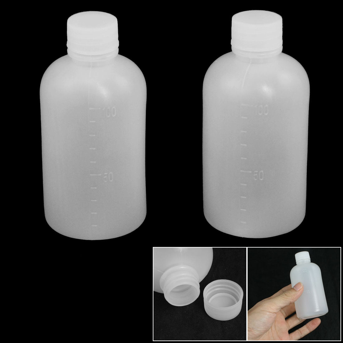 Uxcell 100ml Clear Plastic Cylinder Shaped Chemical Agent Bottle 2 Pcs ...