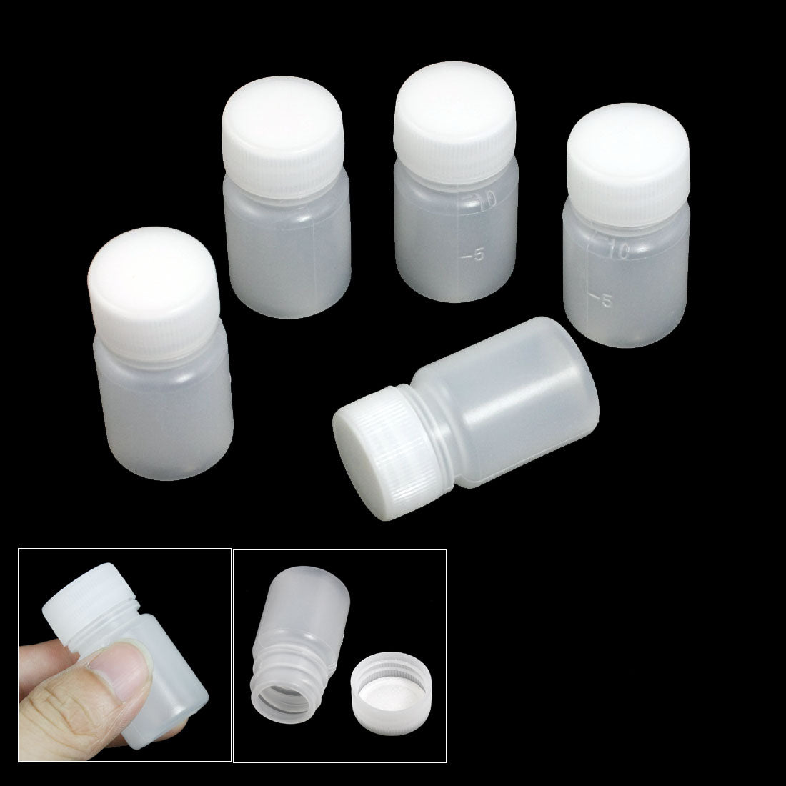 Uxcell 10ml Clear Plastic Cylinder Shaped Chemical Agent Bottle 5 Pcs ...