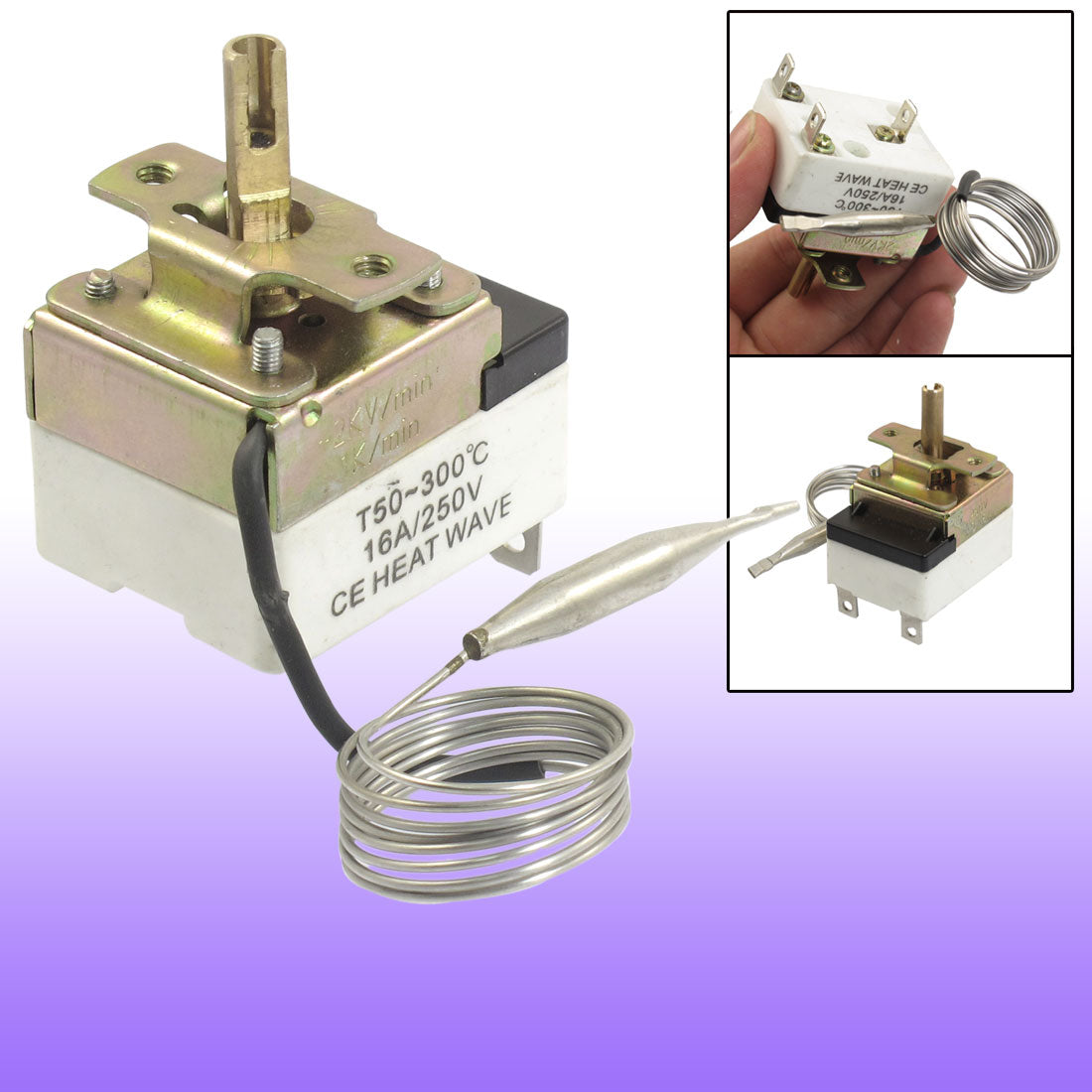 Uxcell 1NC 1NO AC 250 16A 50-300C Temperature Control Switch Capillary ...