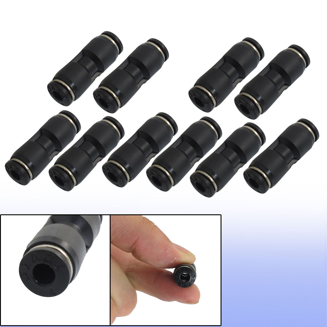 Uxcell 10 Pcs Air Pneumatic 4mm to 4mm Straight Push in Connectors ...