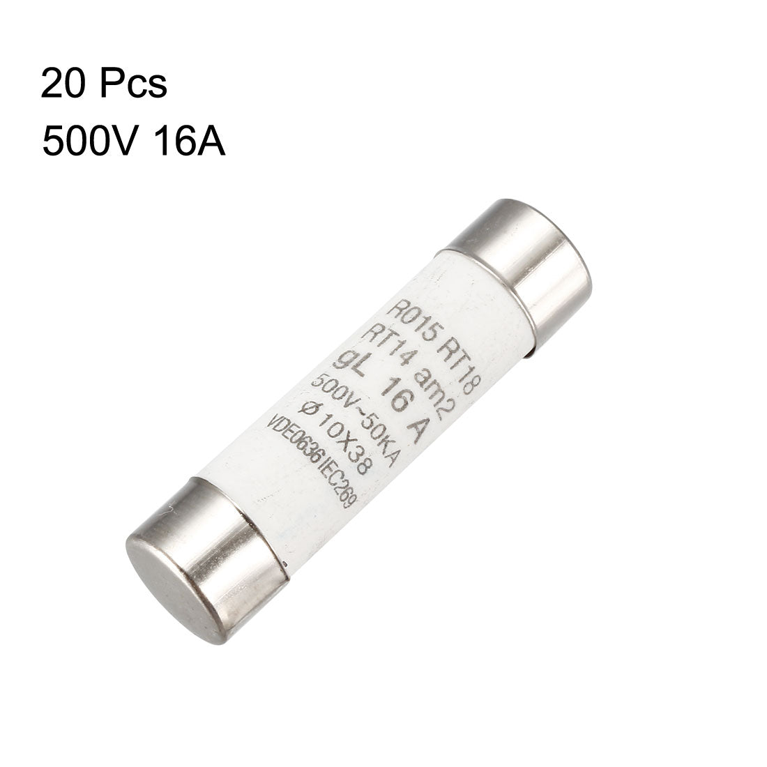 Uxcell 20 Pcs 500V 16A Cylinder Cap Ceramic Time-delay Slow Blow Fuse Links 10x38mm | Harfington