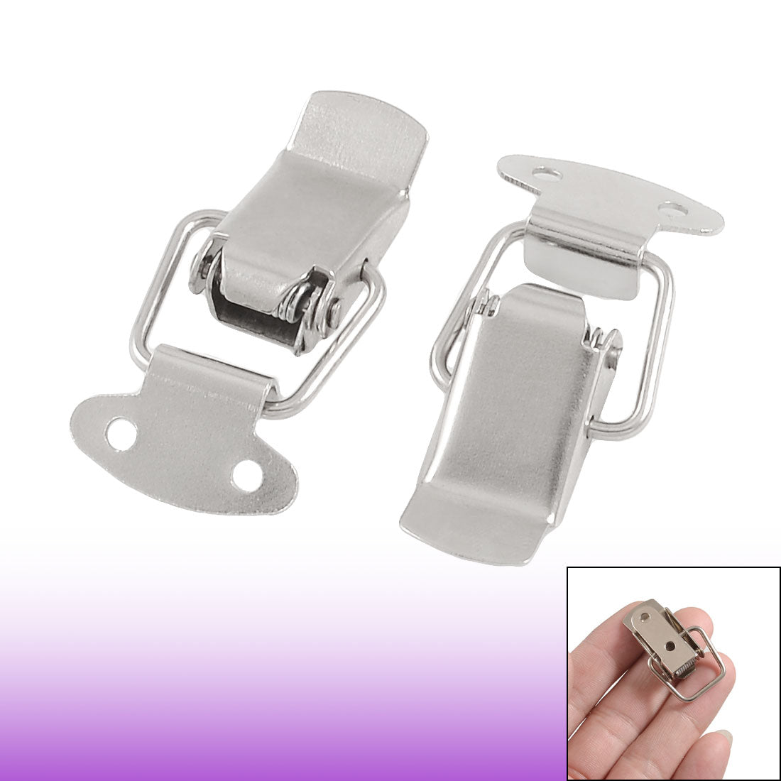 Uxcell 2" Long Silver Tone Metal Pull Down Loop Draw Latch 2 Pcs ...