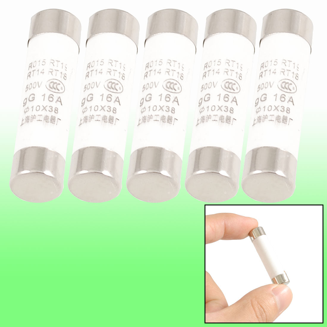 Uxcell 10mm x 38mm R015 RT19 RT14 RT18 gG 500V 16A Cylinder Caps Fuse ...