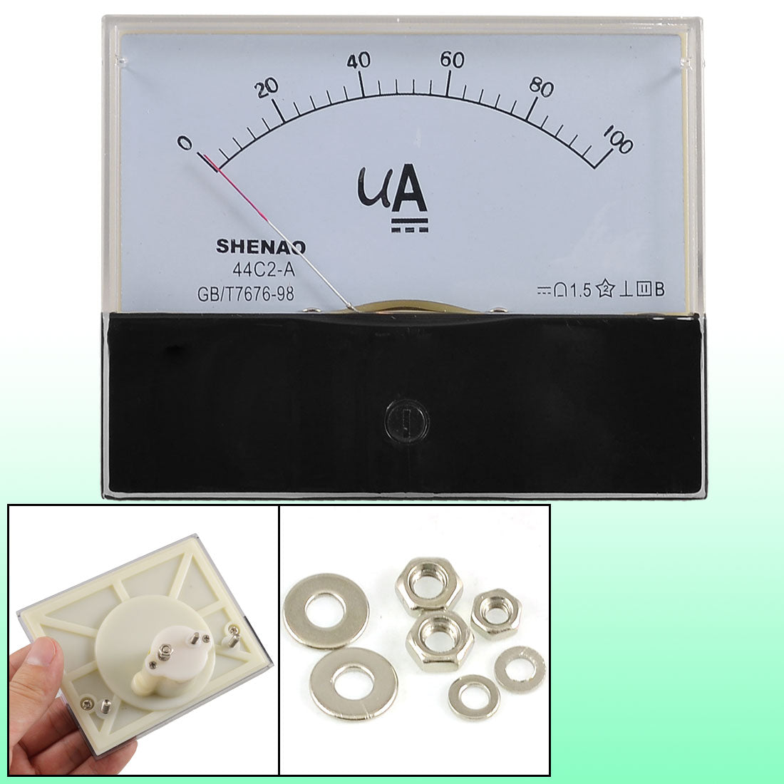 Uxcell Class 1.5 Accuracy DC 0-100uA Panel Meter Amperemeter Black ...