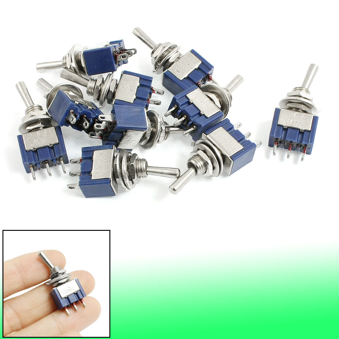 Uxcell 10 Pc AC 125V 6A SPDT On/Off/On 3P Toggle Switch Blue | Harfington