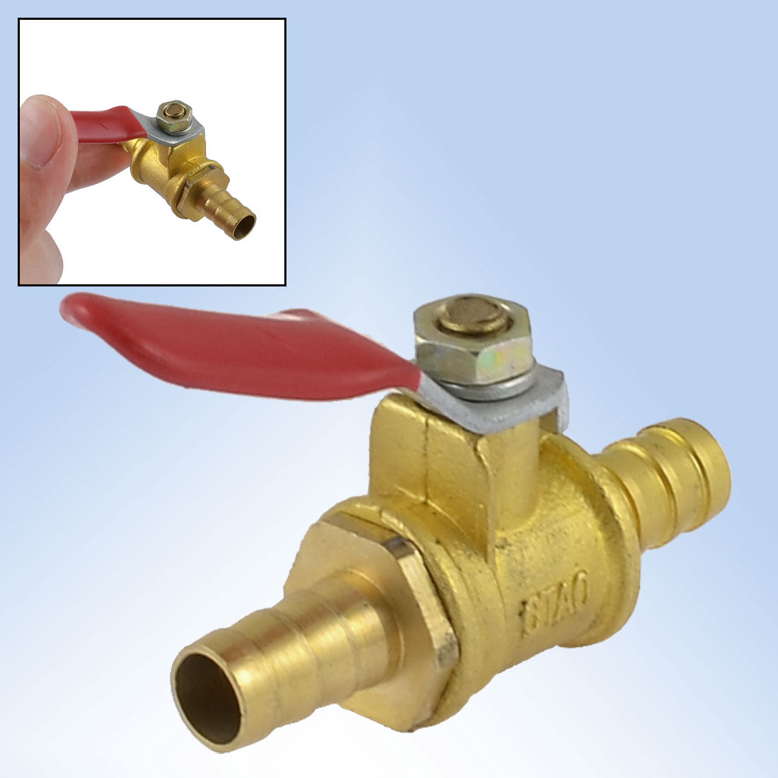 Uxcell 8mm Double Hose Barb Lever Handle Full Port Pneumatic Brass Ball ...