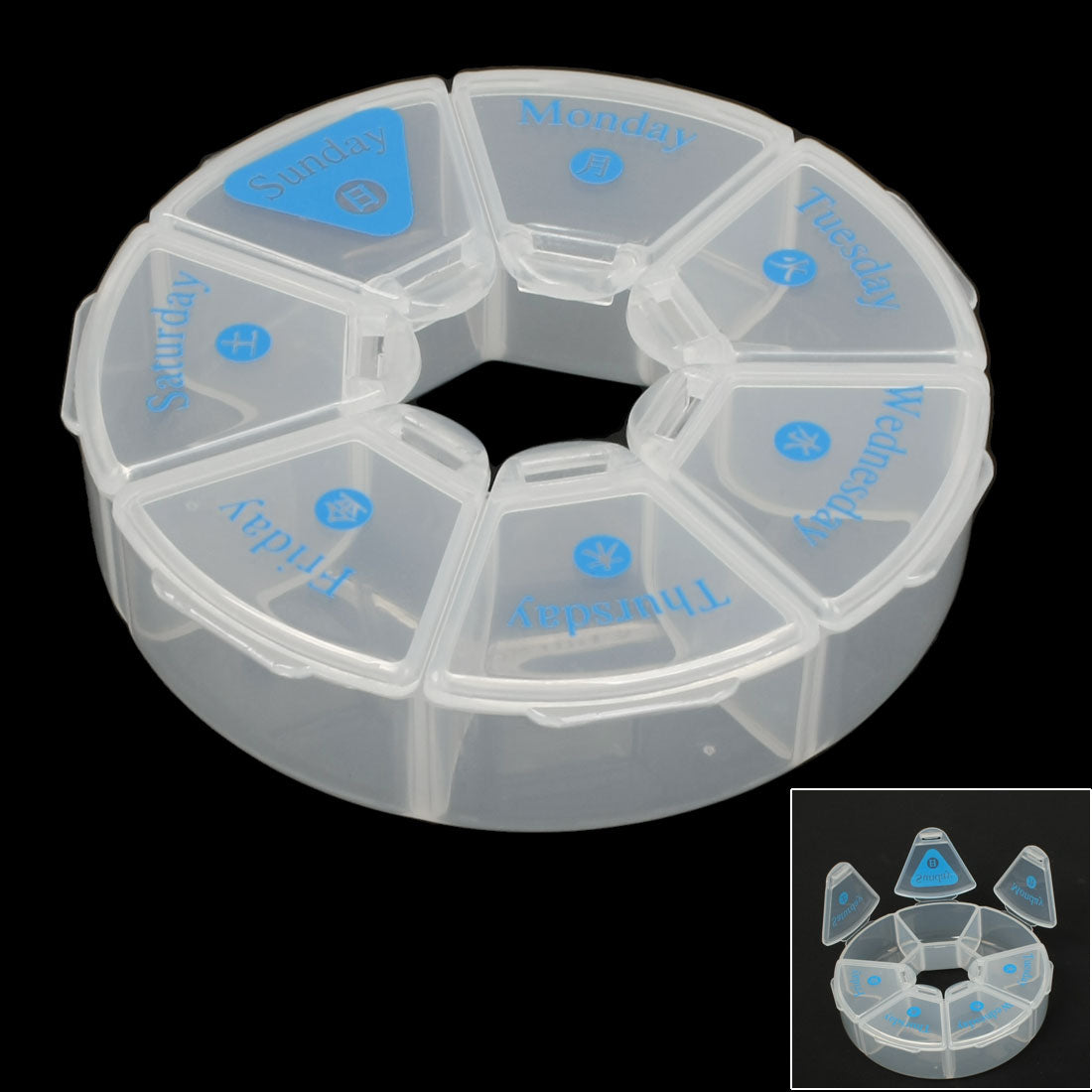 Uxcell Round Shaped Clear Hard Plastic 7 Day Organizer Case | Harfington